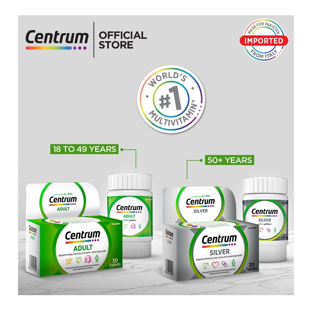 Centrum Silver 50+, Men & Women, Multivitamin Supplements, 30-Pack
