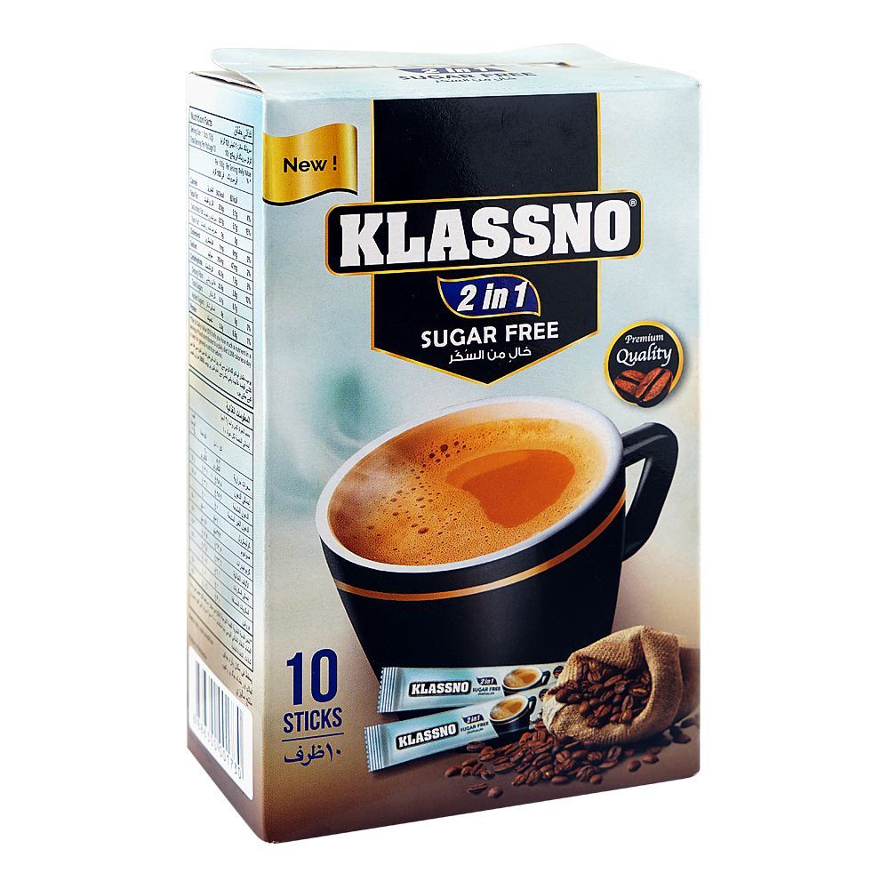 Klassno 2in1 Sugar Free Coffee Stick, 12g Each, 10-Pack
