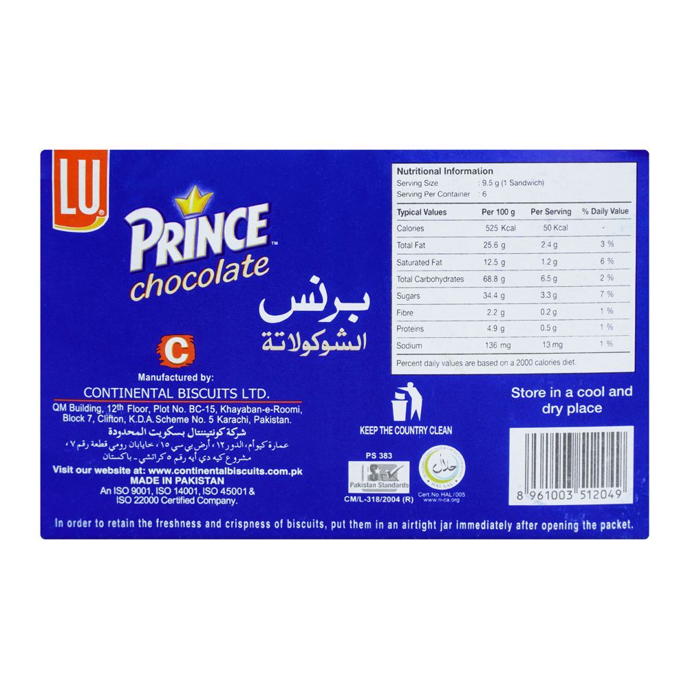 Order LU Prince Chocolate Sandwich Biscuits, 6 Snack Packs Online at ...