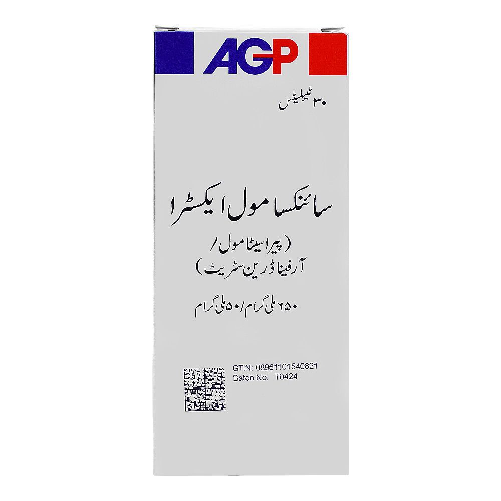 Purchase AGP Pharma Sinaxamol Extra Tablet, 650mg/50mg, 30-Pack Online ...