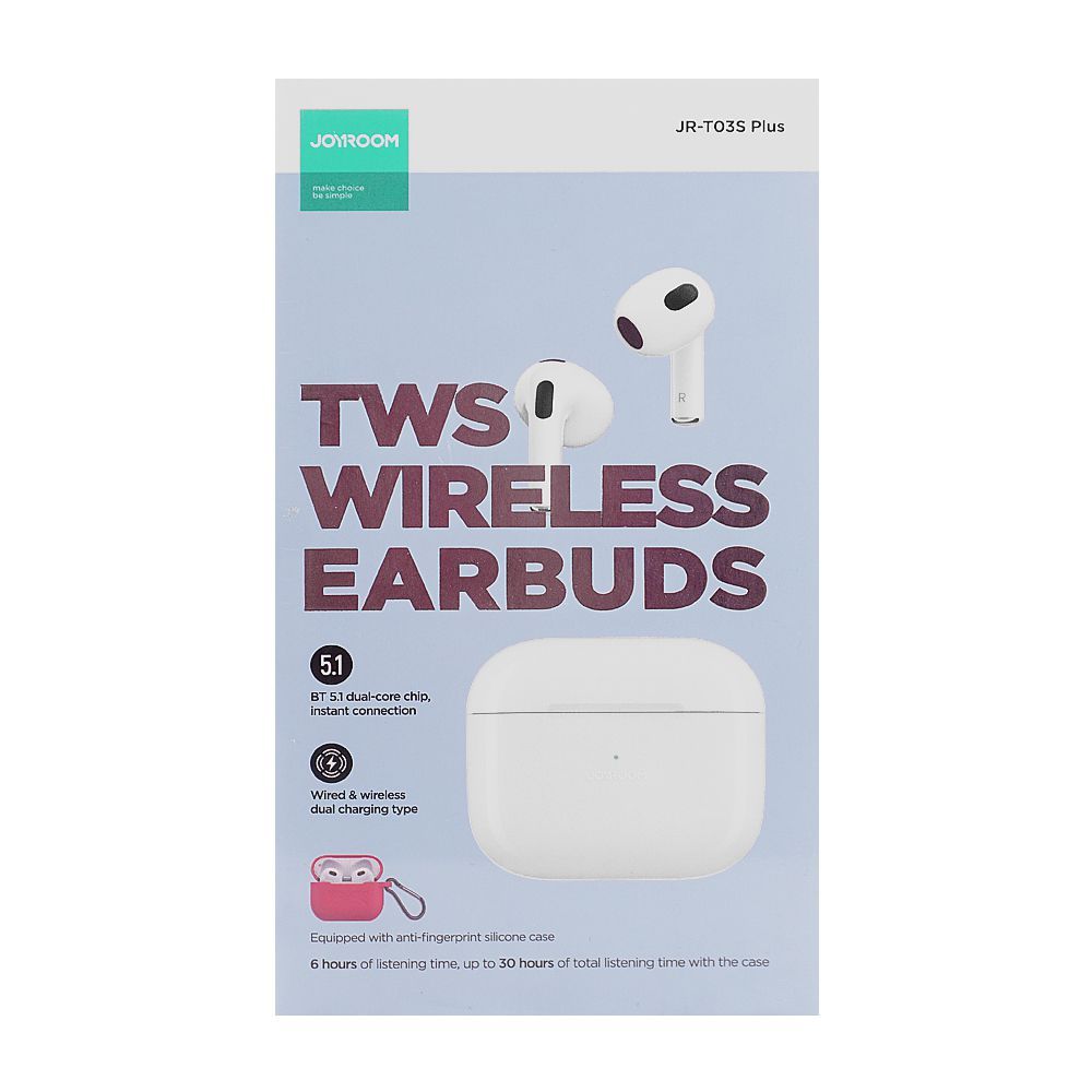 Purchase Joyroom TWS Wireless Earphone, White, JR-T03S Plus Online at ...