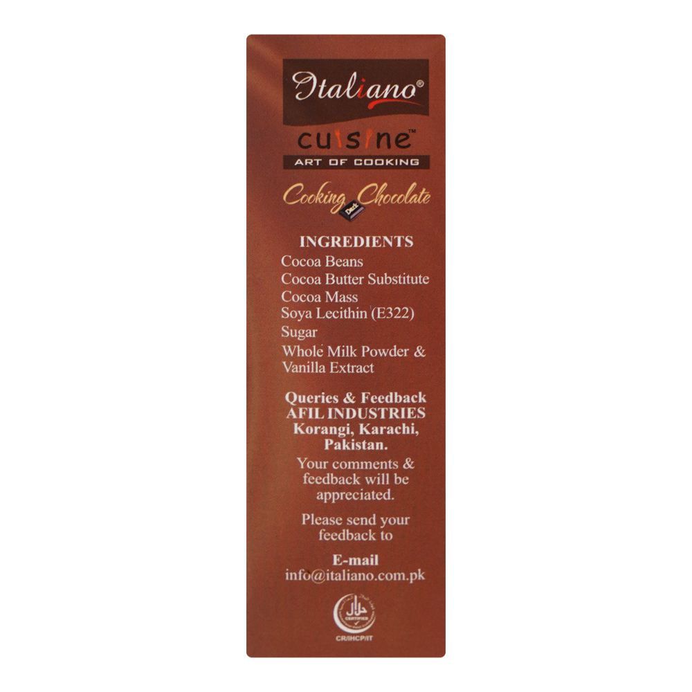 Buy Italiano Cooking Chocolate, Sweetened Dark Chocolate, 220g Online ...