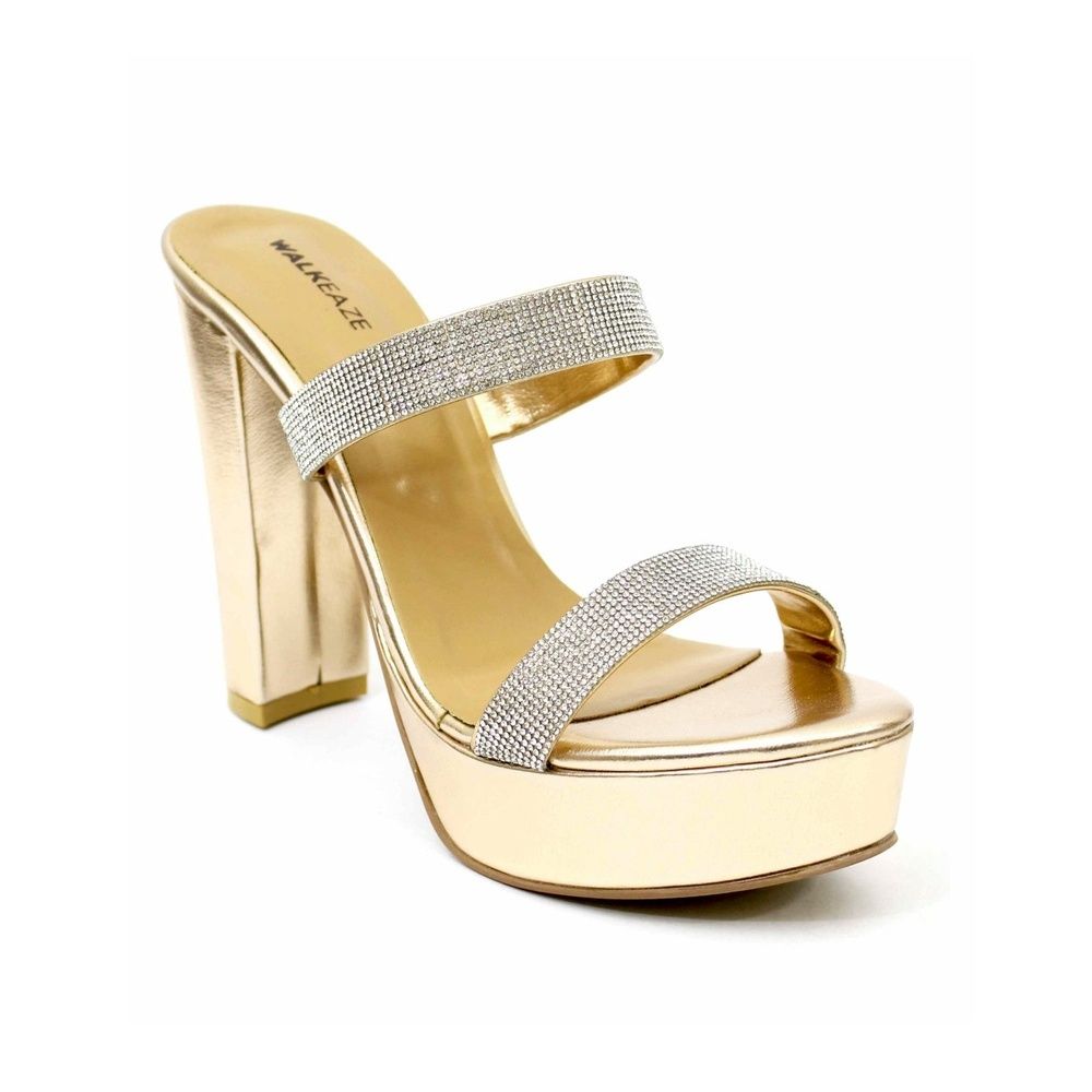 Walkeaze Women Formal Block Heel, Golden, 62711S