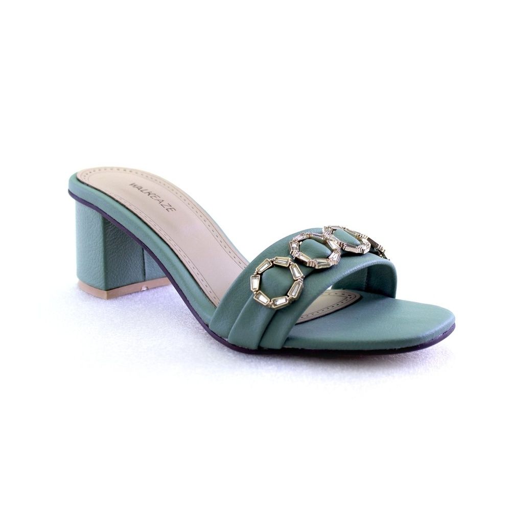 Walkeaze Women Formal Block Heel, Green, 73742S