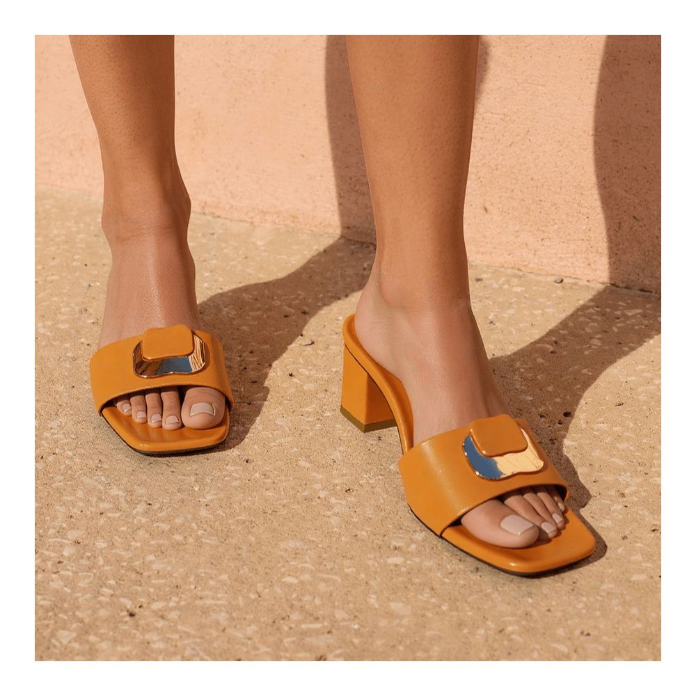 Walkeaze Women Formal Block Heel, Mustard, 75010S