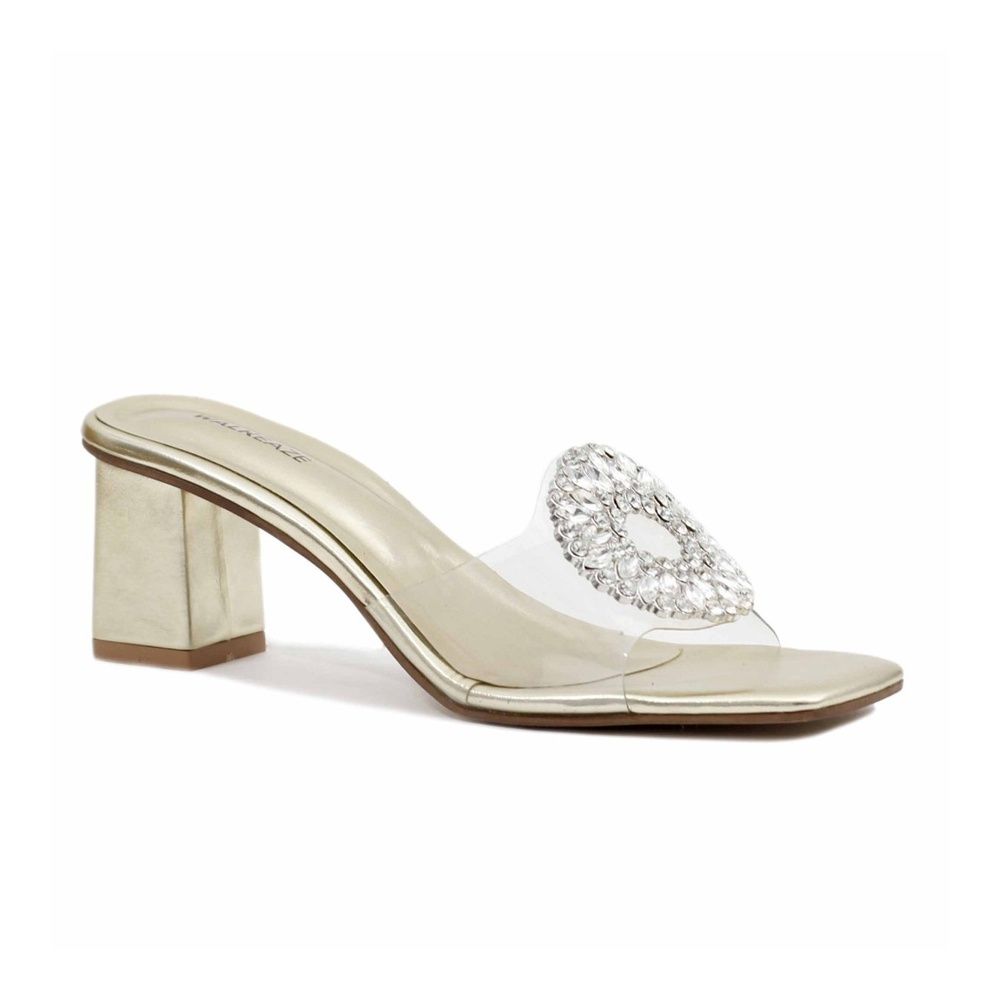 Walkeaze Women Formal Block Heel, Golden, 75043S
