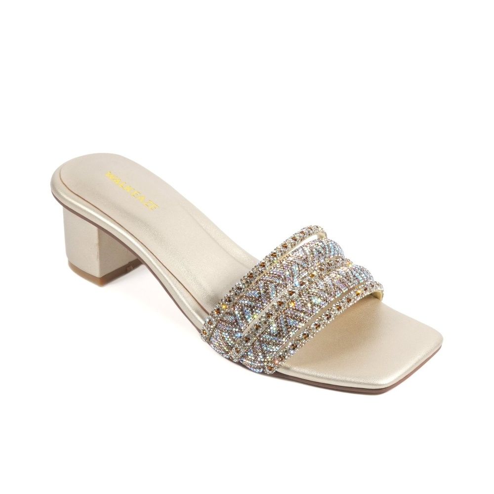 Walkeaze Women Formal Block Heel, Golden, 75097S