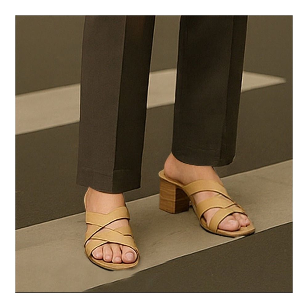 Walkeaze Imported Formal Block Heel, Beige, 98453S