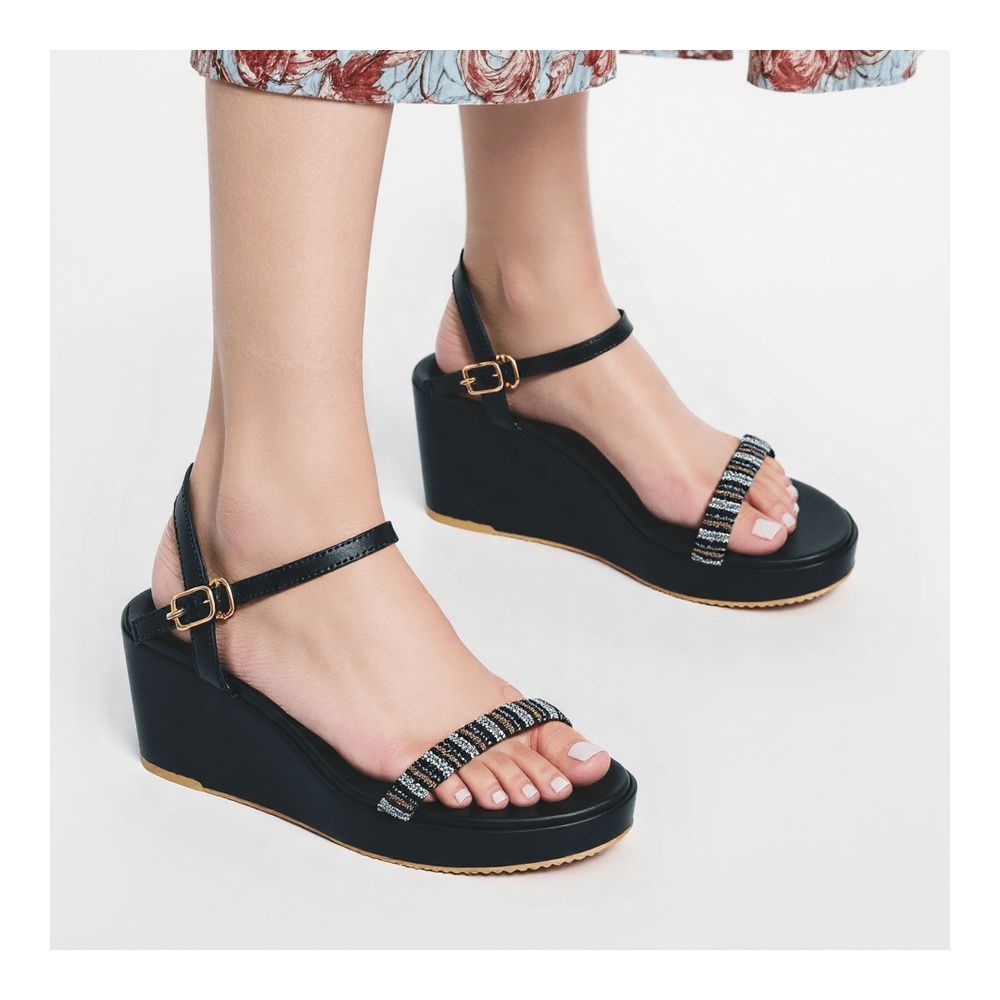 Walkeaze Women Formal Wedge, Black, 75062S