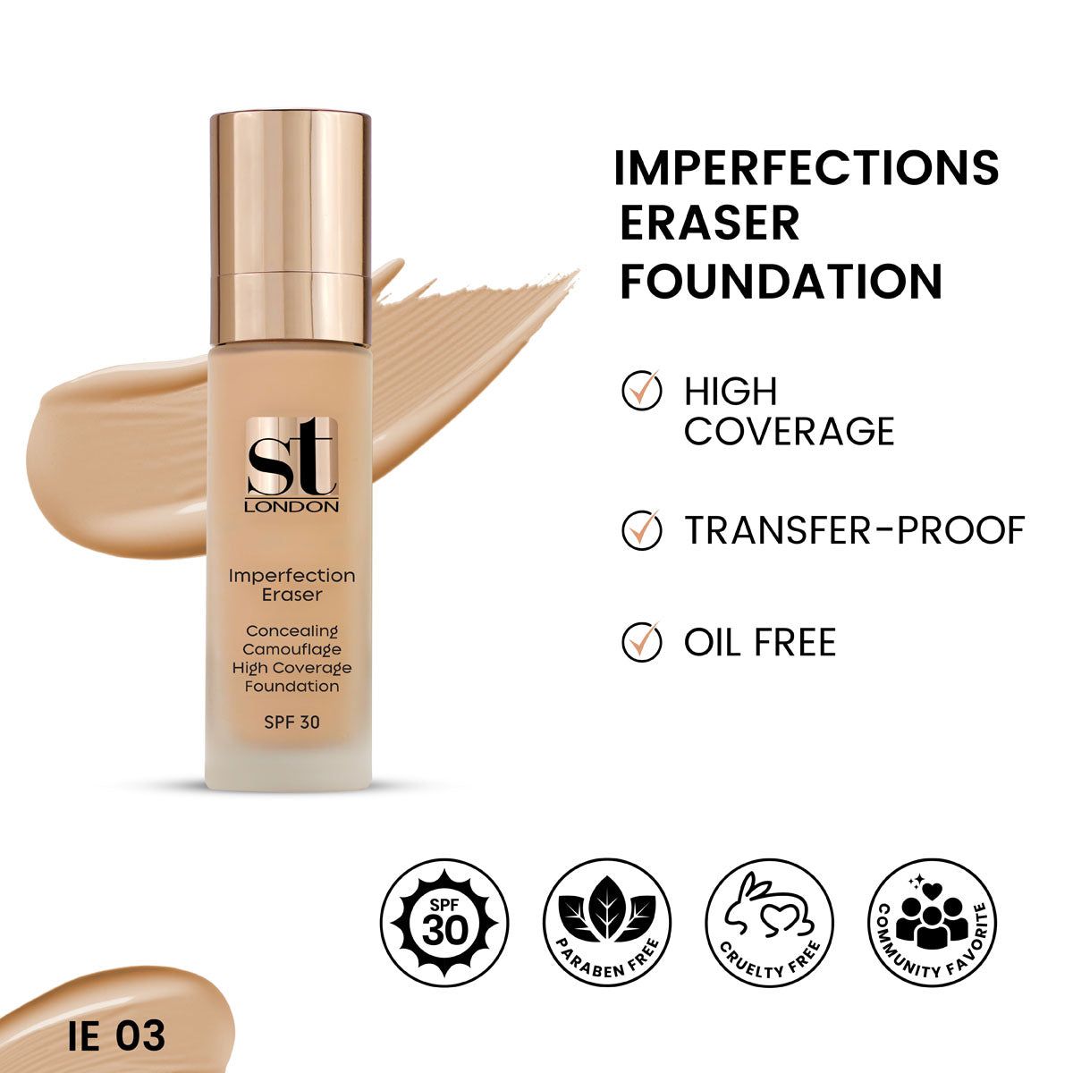 Buy ST London Imperfection Eraser Face & Body Foundation, SPF 30, JE 03 ...