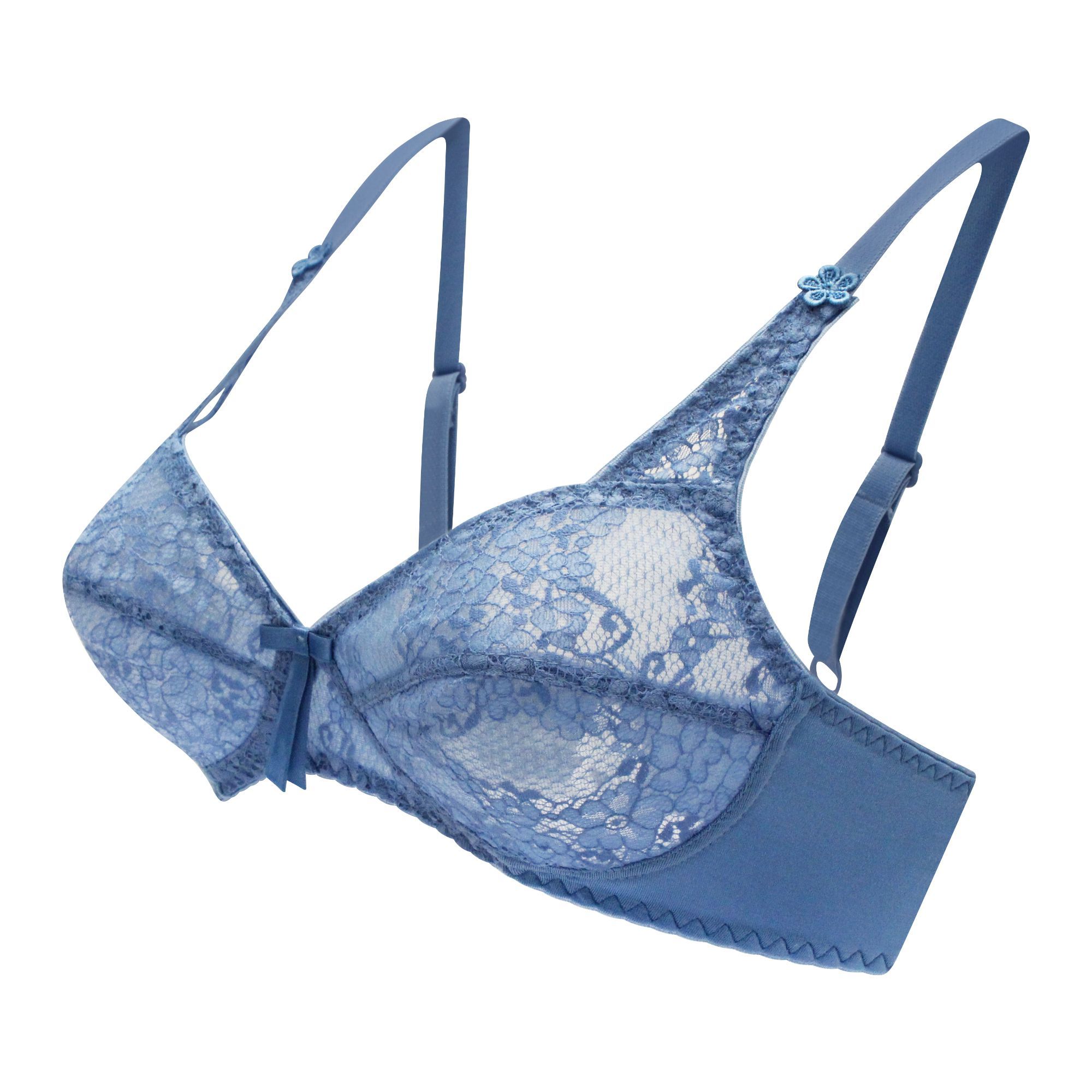 Order BeBelle Marvel Rosette Fabric Full Lace Bra, Denim Blue Online at ...