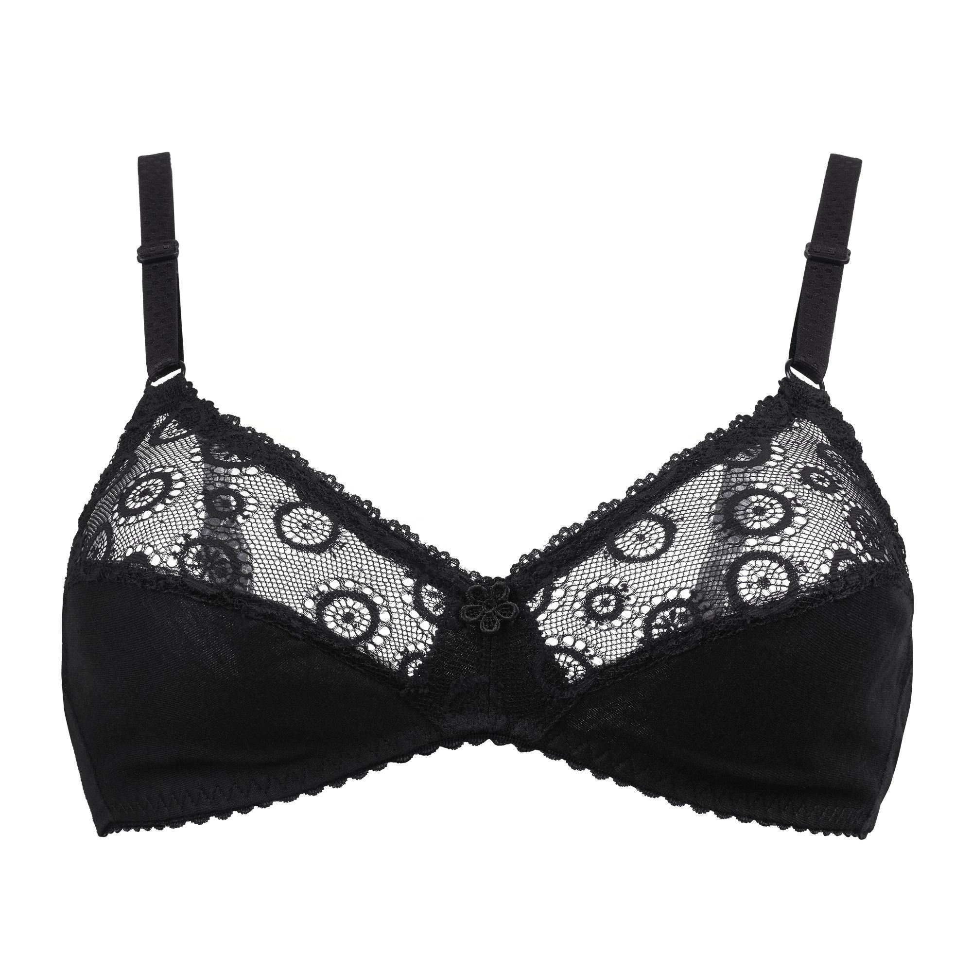 Buy BeBelle Intimage-U Dual Layer Fabric Half Lace Bra, Black, 1266 ...