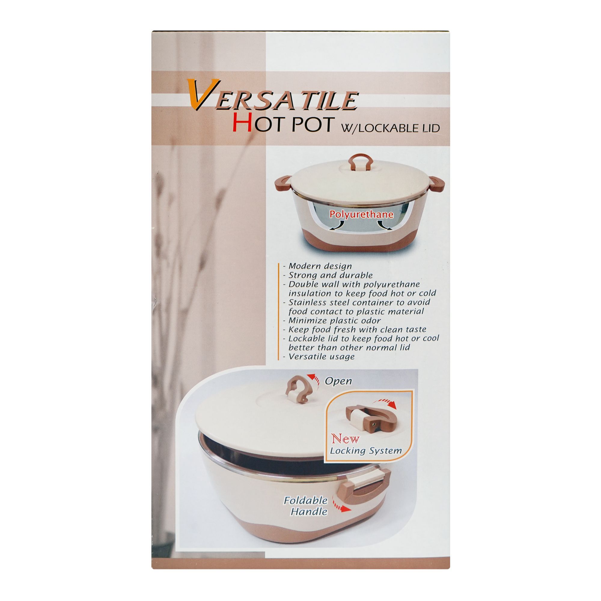 Happy Ware Hot Pot With Lockable Lid, 38 X 30 X 17cm, 6500ml, Brown, SU-633