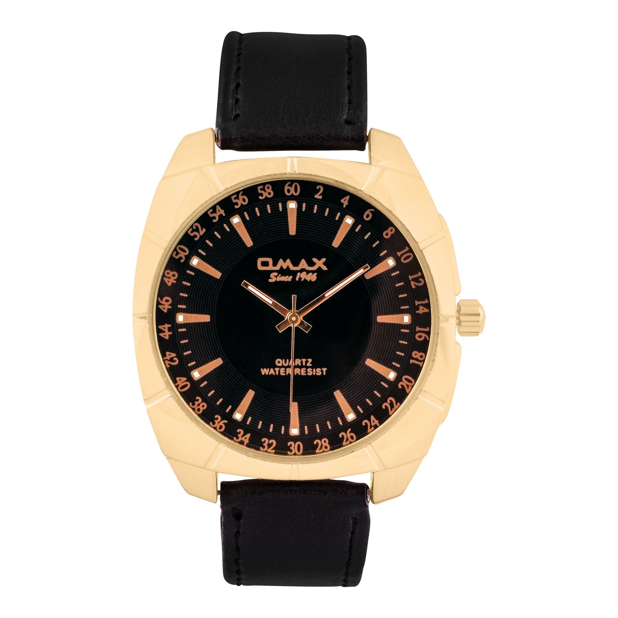 Order Omax Men's Yellow Gold Dial With Plain Black Strap Analog Watch ...