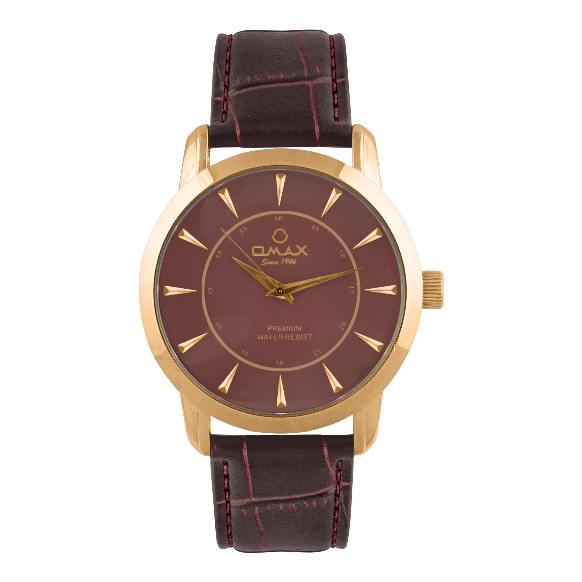 Purchase Omax Men's Rust Gold Round Dial With Maroon Texture Strap ...