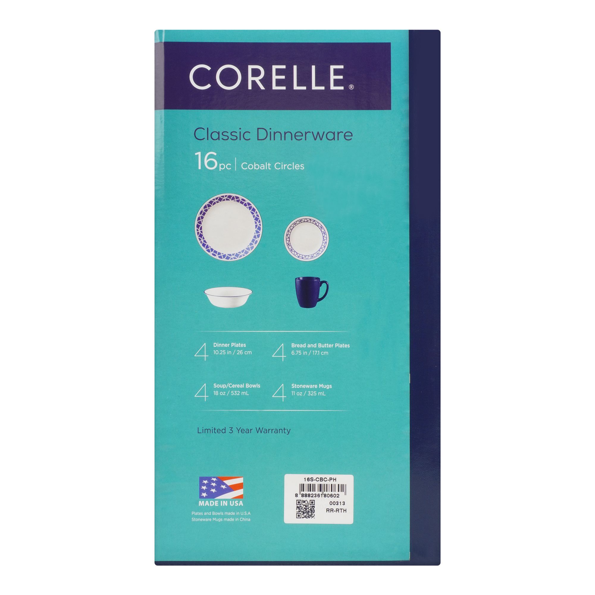 Purchase Corelle Classic Dinnerware Set, Cobalt Circles 16-Pack, 16S ...
