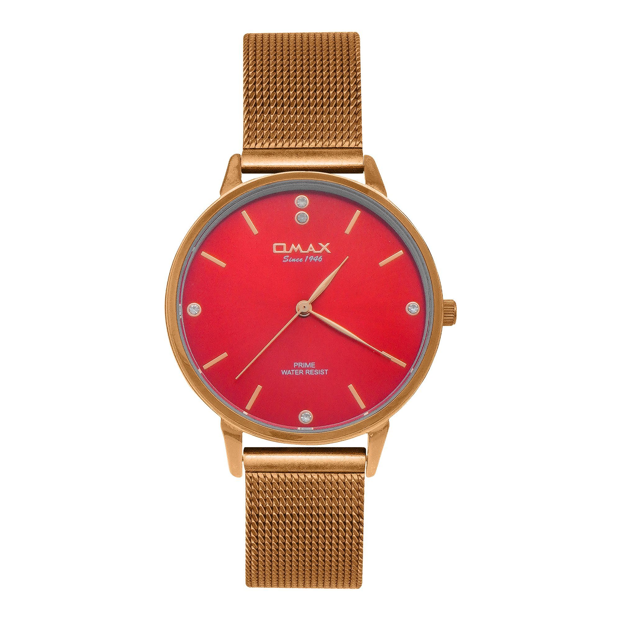 Order Omax Women's Rust Gold Round Dial & Red Background & Rust Gold ...
