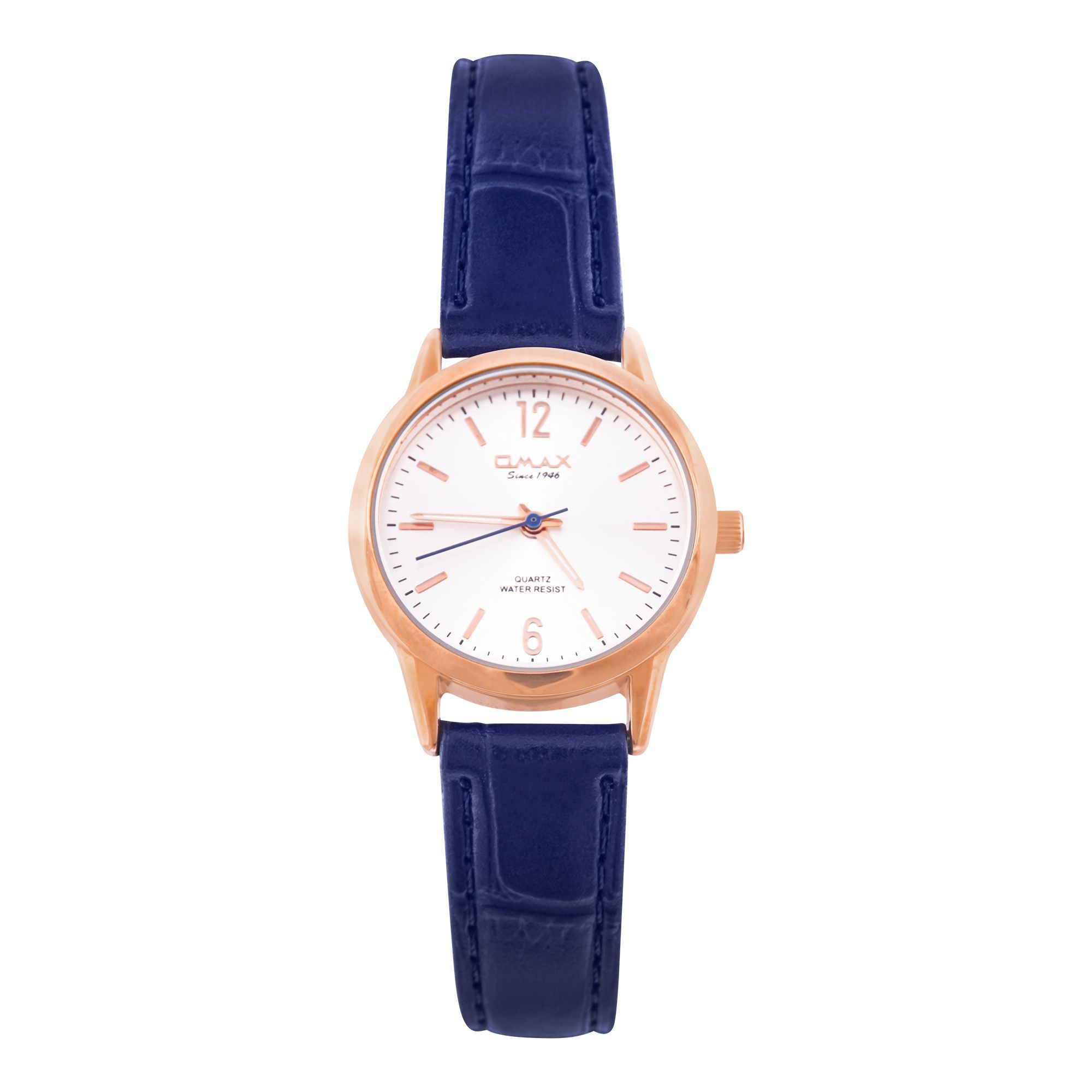 Purchase Omax Women's Rose Gold Round Dial With Textured Blue Strap ...