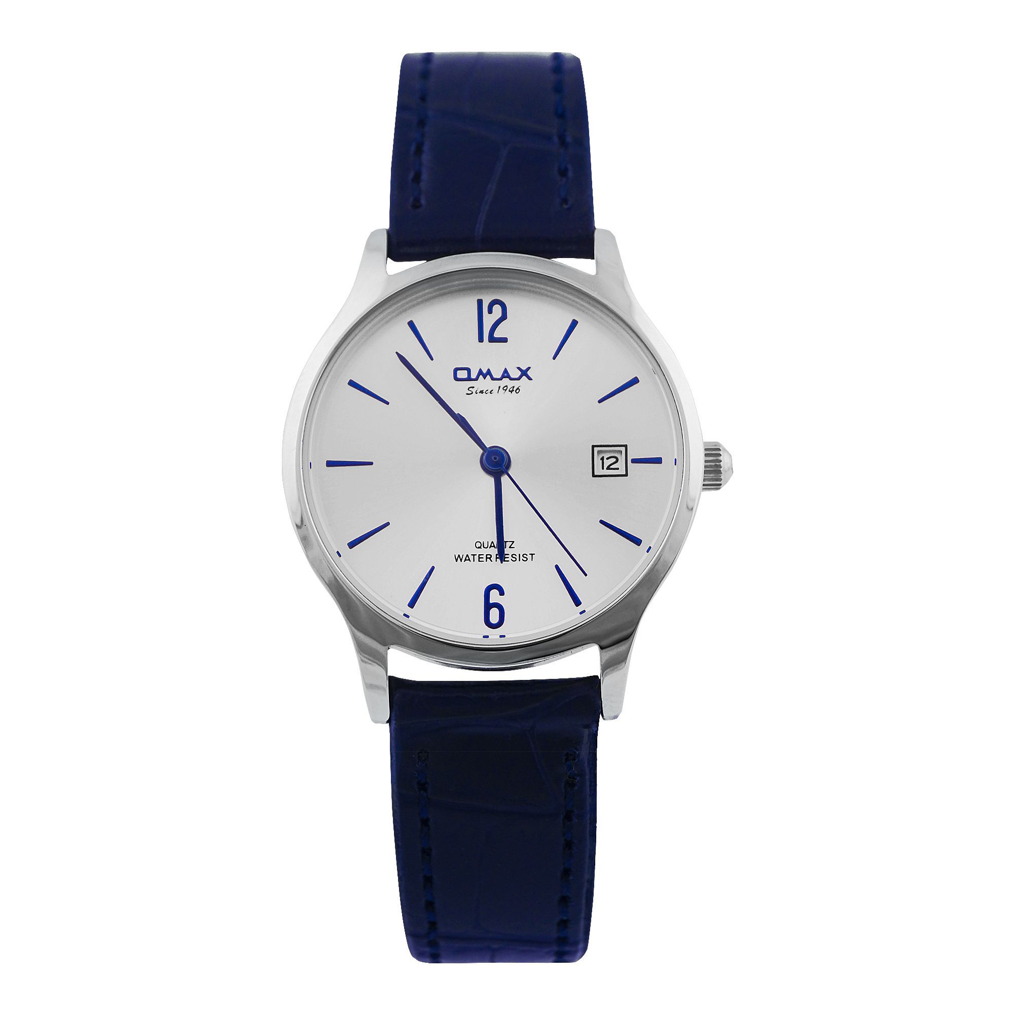 Order Omax Men's Chrome Round Dial With Textured Blue Dial Strap Analog ...