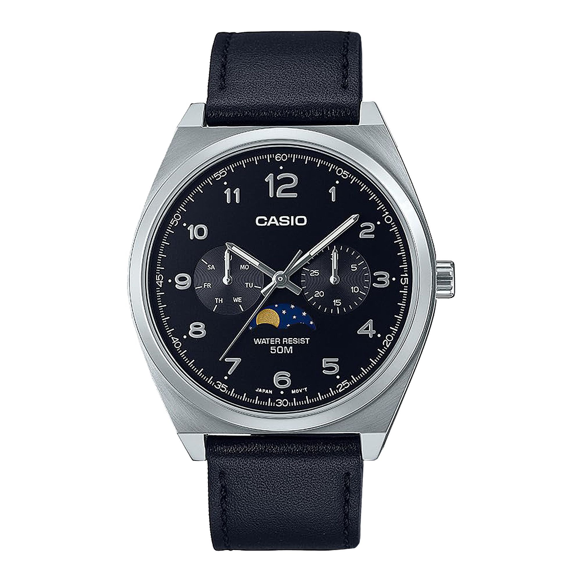 Purchase Casio Men's Chrome Round Dial With Plain Black Strap ...