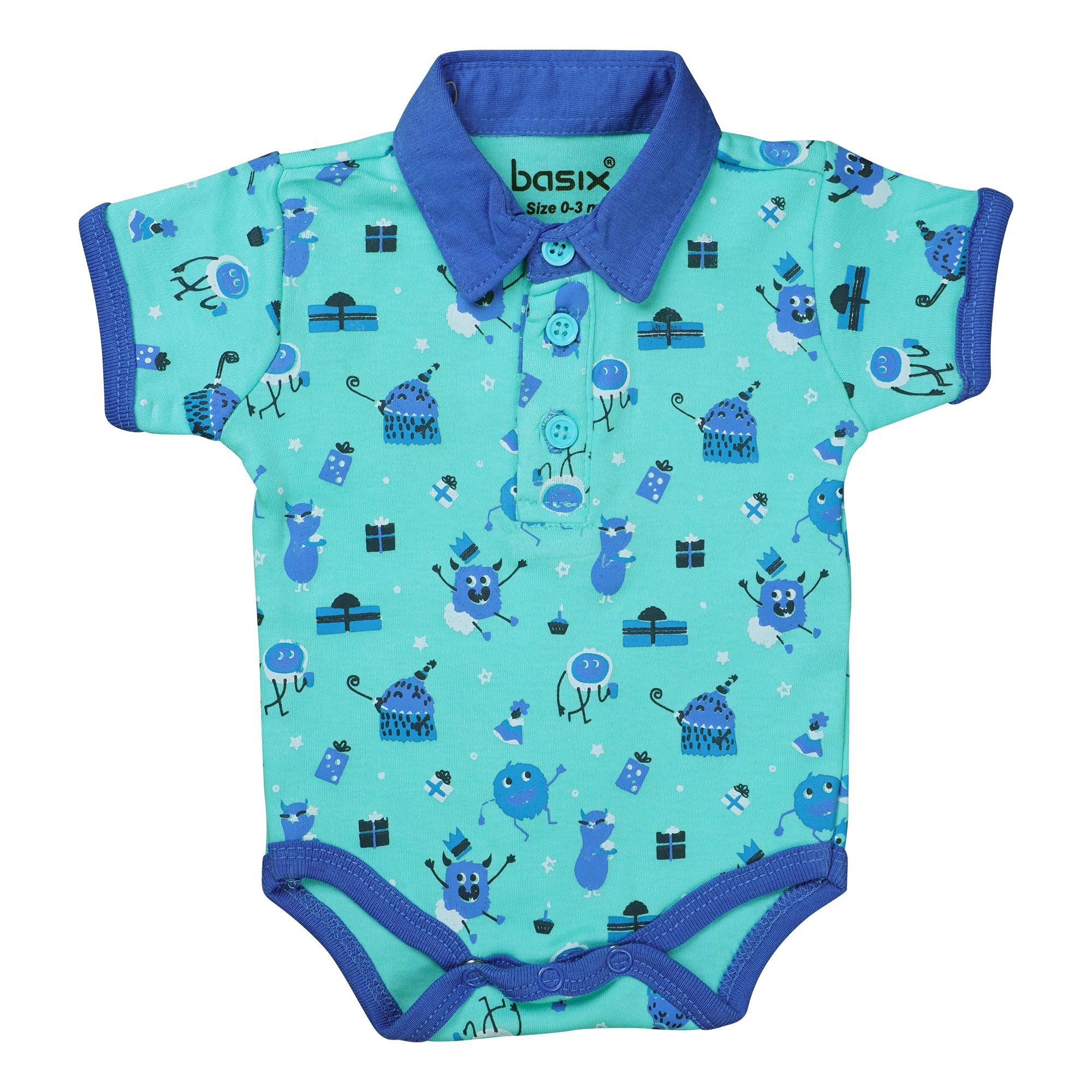 Buy Basix Monster At A Party Short Sleeve Body Suit with Collar, 2642 ...