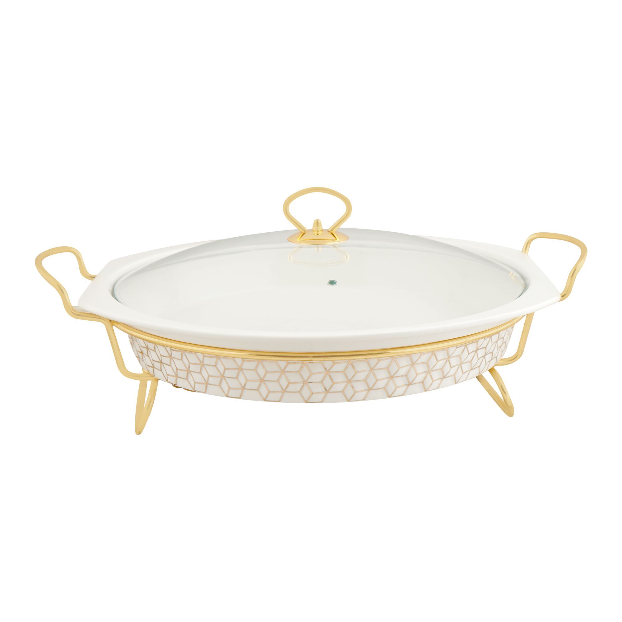Brilliant Round Casserole With Warmer Rack, 14.5-Inches, BR0154