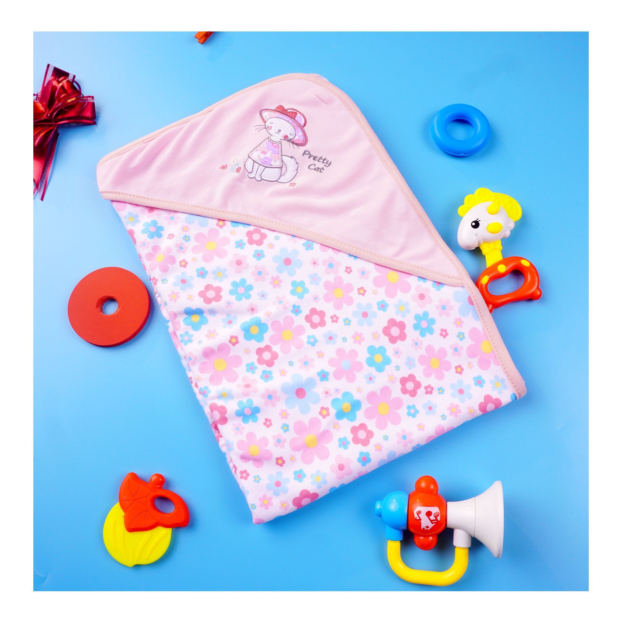 Kids Center Pretty Cat Baby Wrapping Sheet, Soft Cotton Swaddle Blanket ...