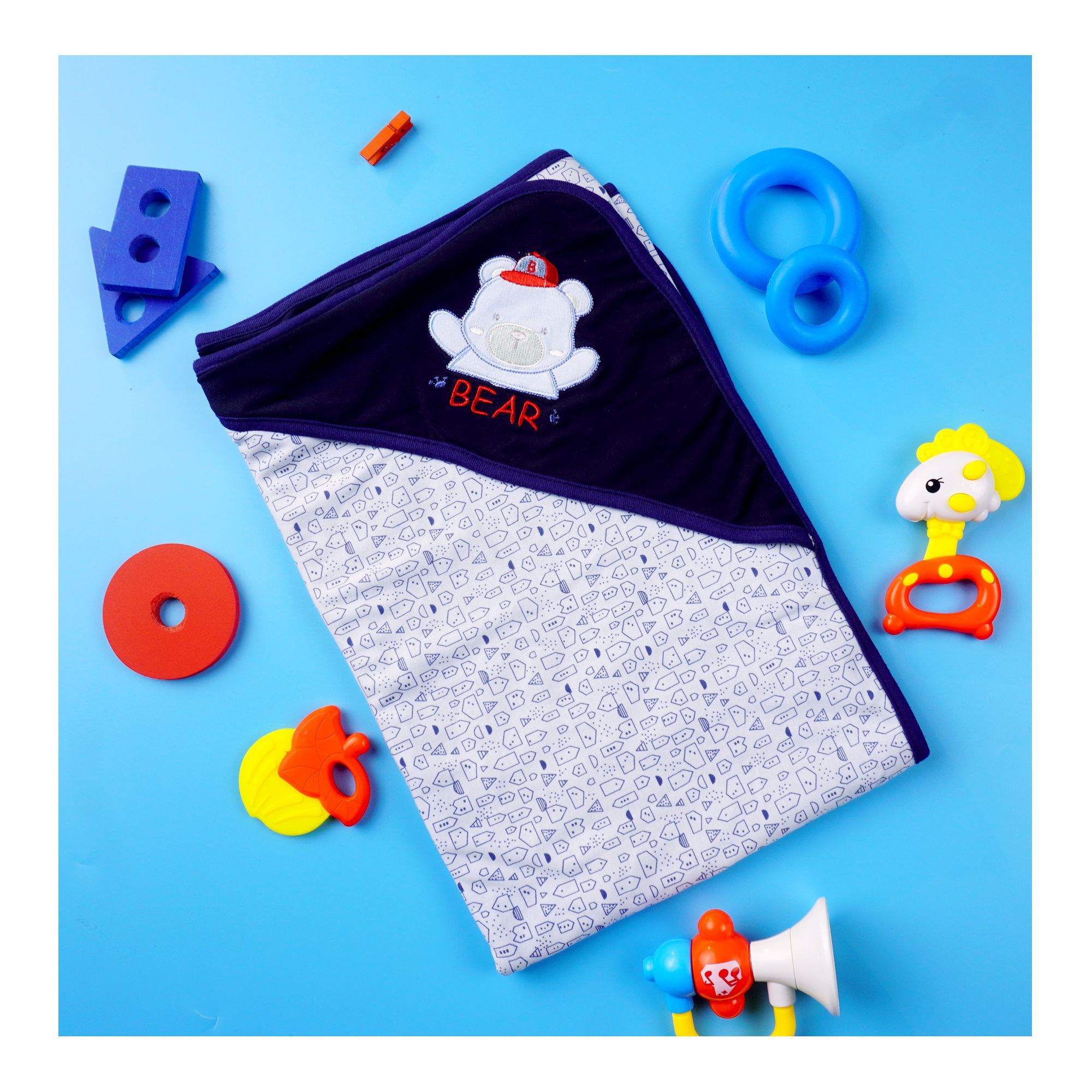 Kids Center Bear Baby Wrapping Sheet, Soft Cotton Swaddle Blanket for ...