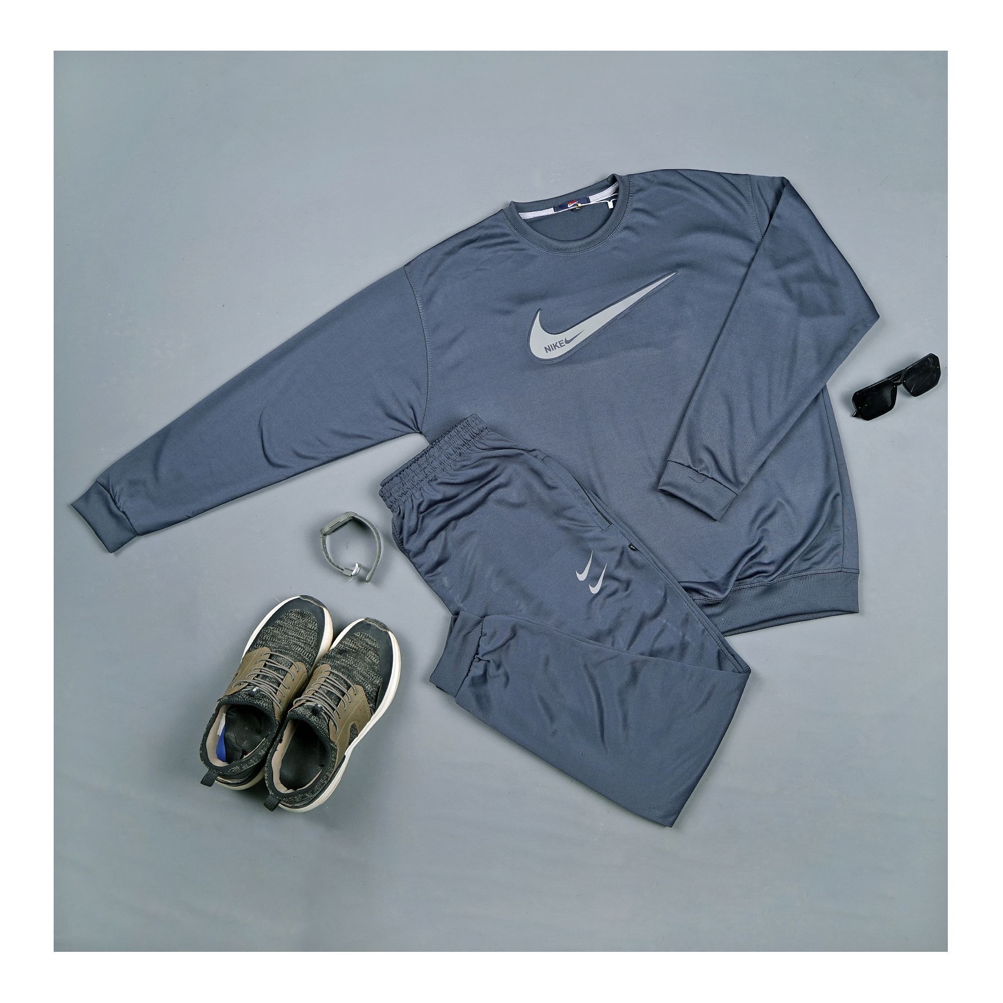 Men's Dri-Fit Tracksuit, Gym Workout Activewear Set, Grey