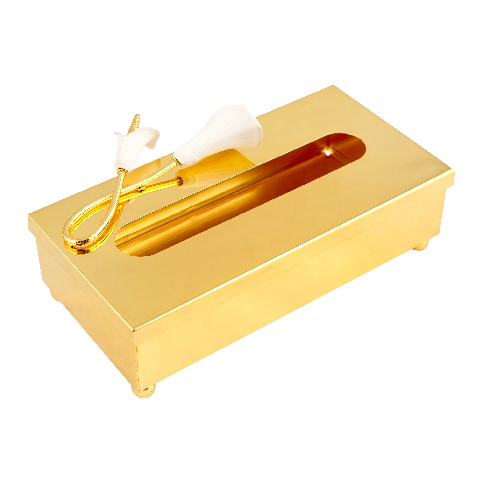 Bhoja Lily Tissue Box, Golden, TA2589