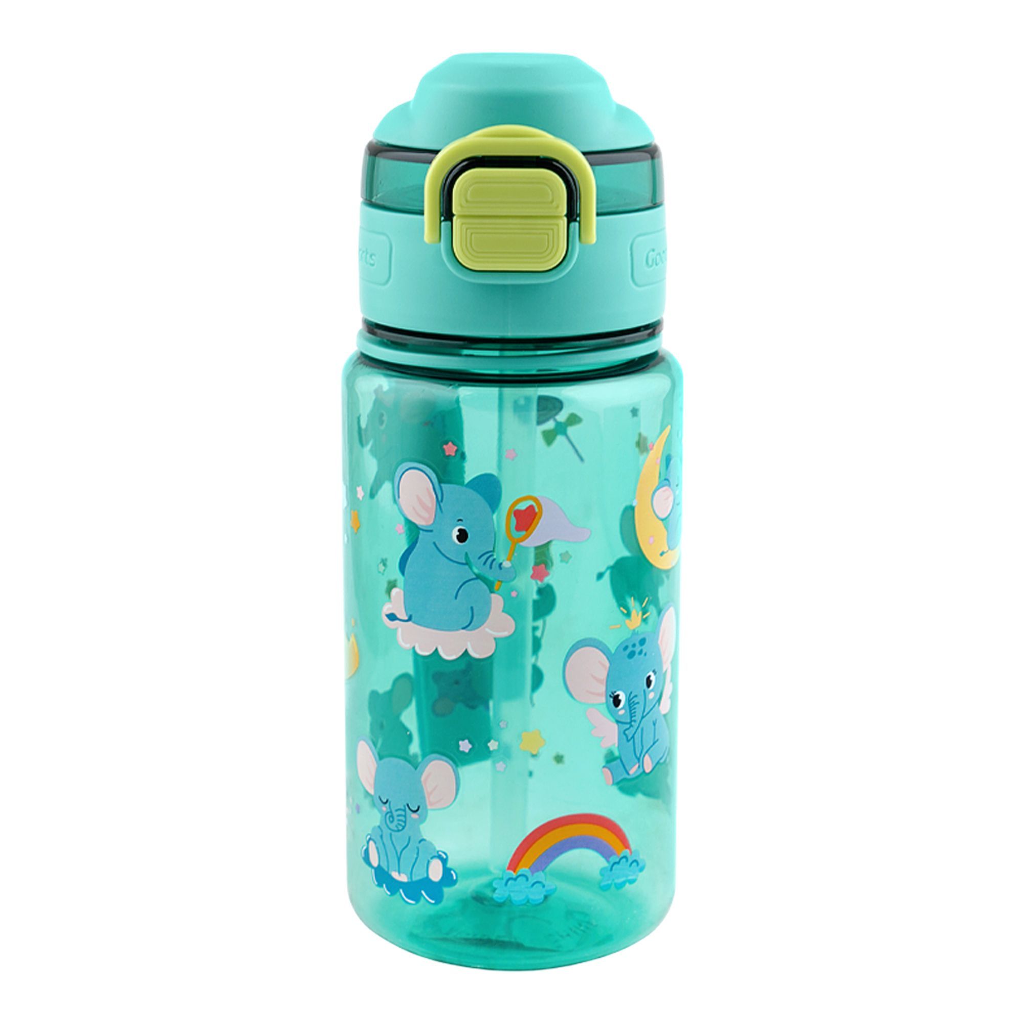 AJF Kids Cartoon Fancy Water Bottle, Green, SB-13, 600ml