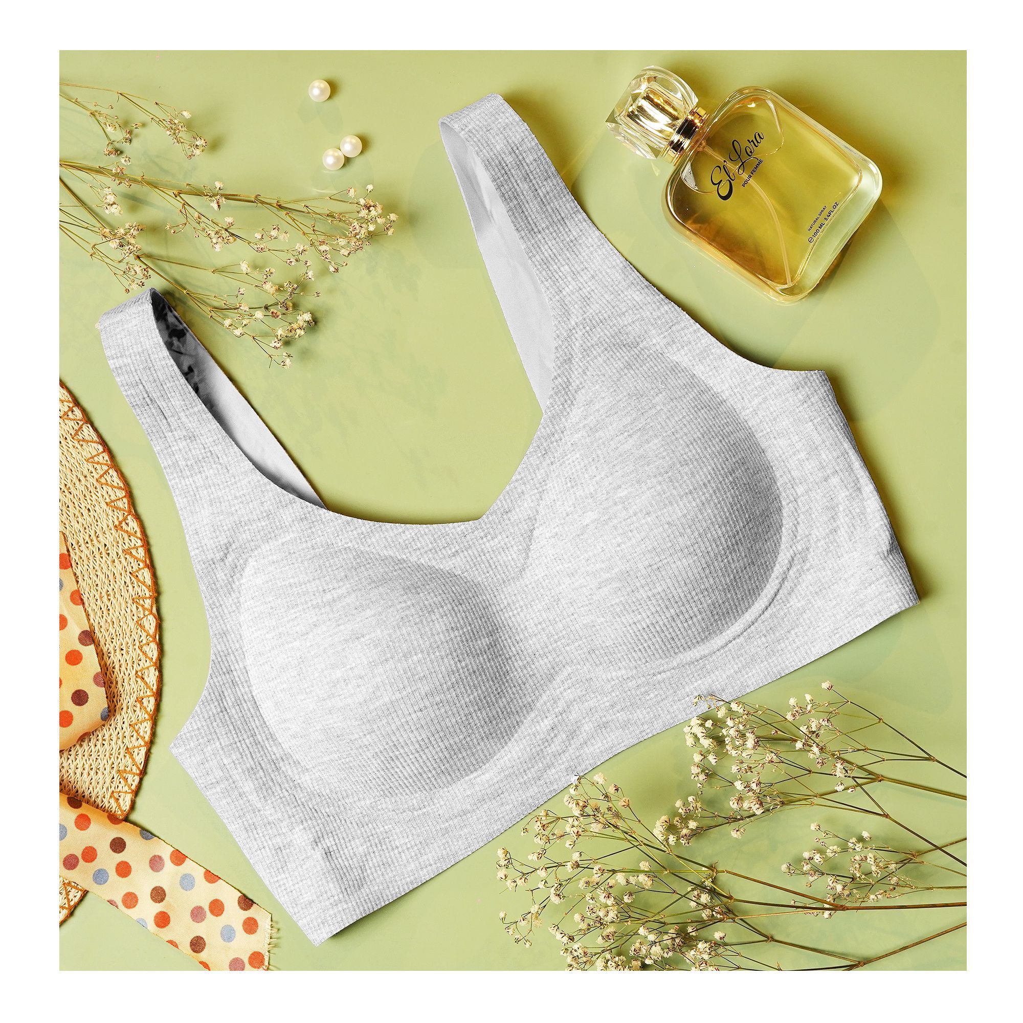 Women's Joyful Seamless Bra, Light Grey, 8126