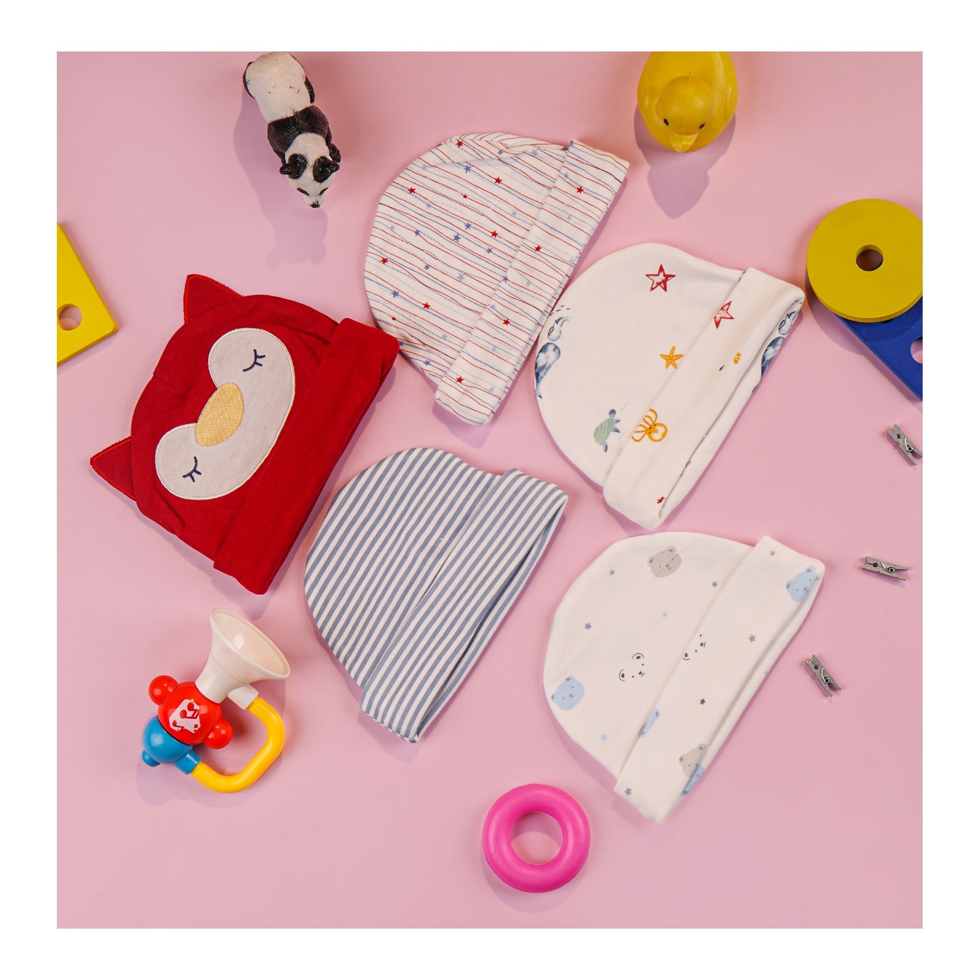 TG Kids Center Cap, Blood Red And White, 5-Pack