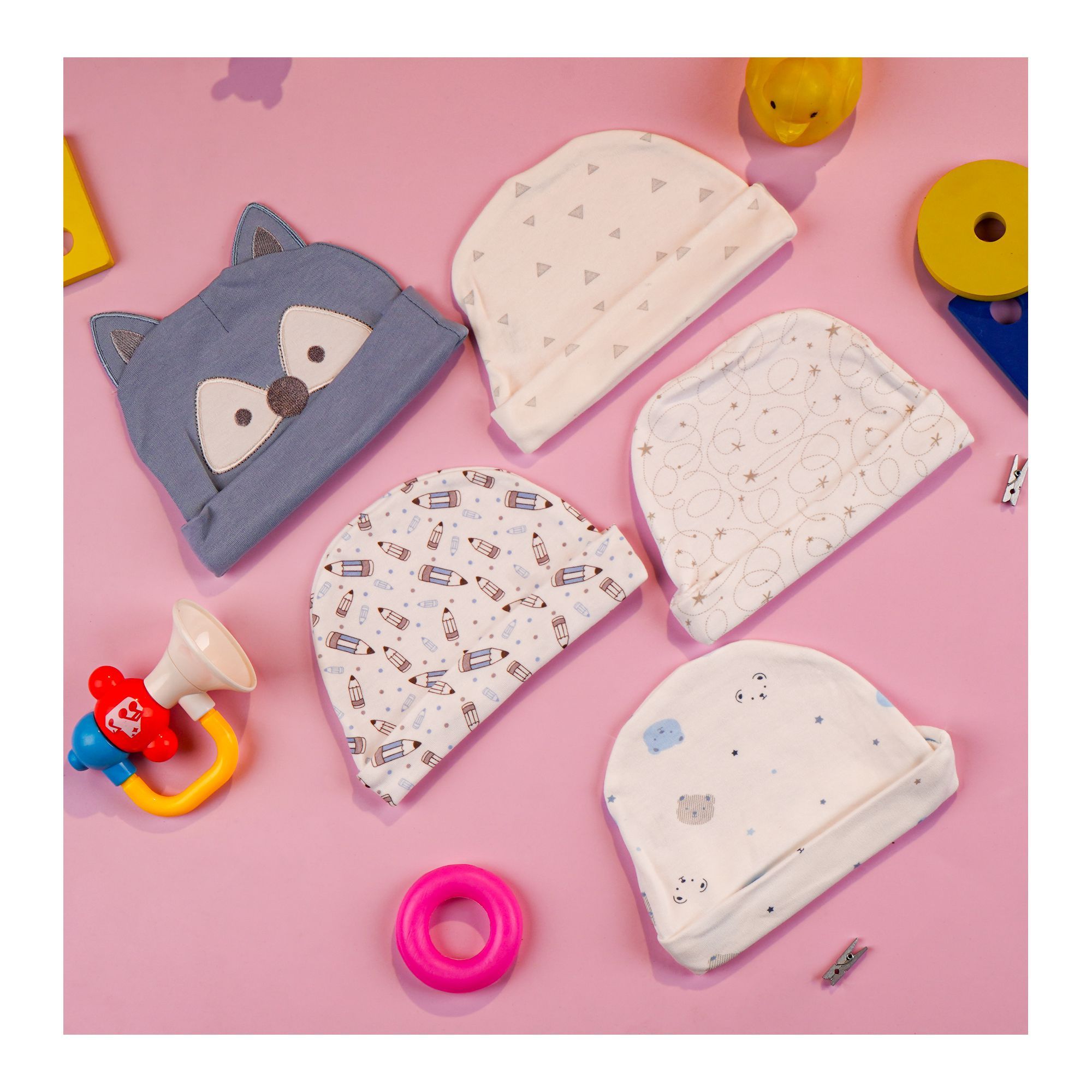TG Kids Center Cap, Gray Cat Assorted Color, 5-Pack