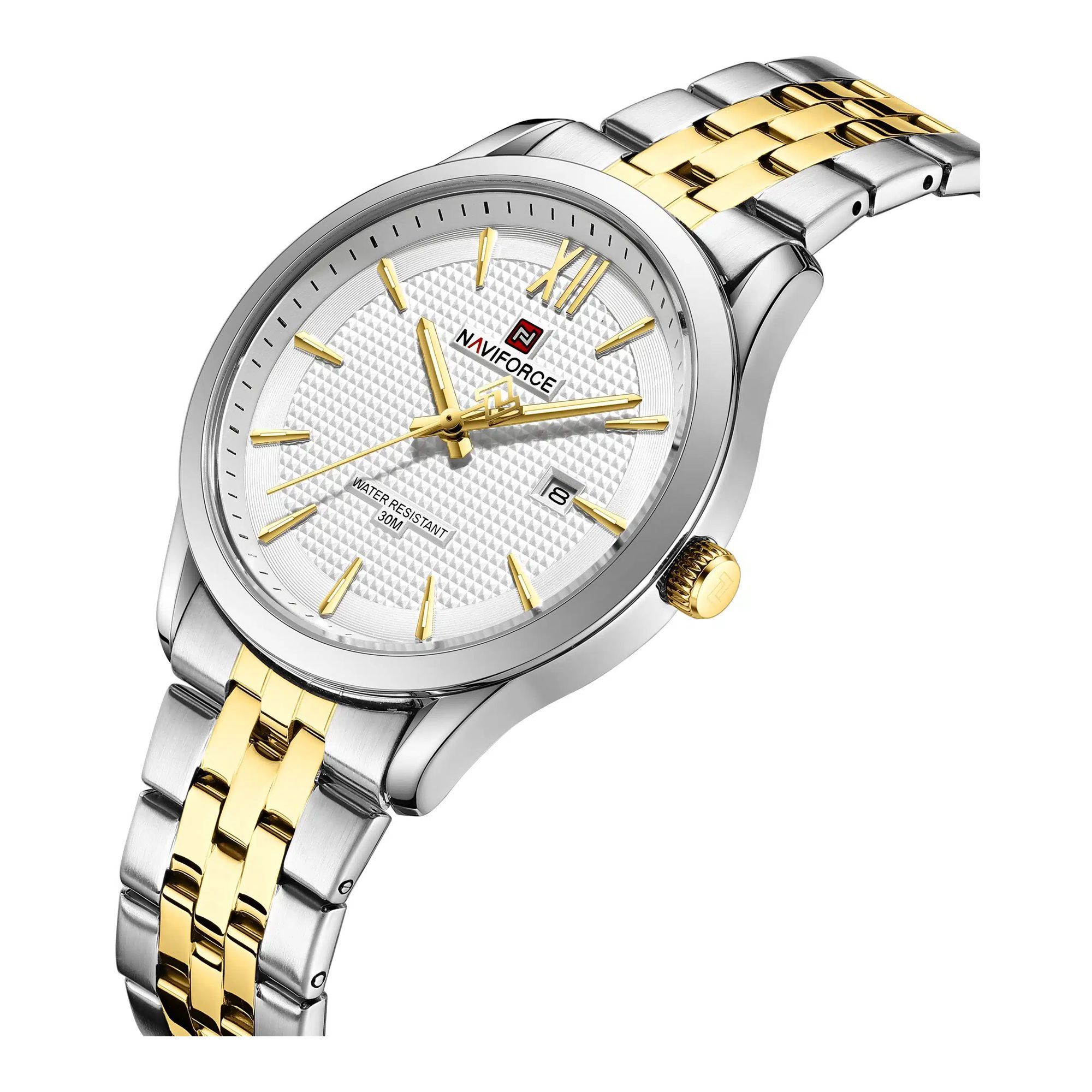 Naviforce Date Master Men's Analog Watch With White Dial & Stainless ...