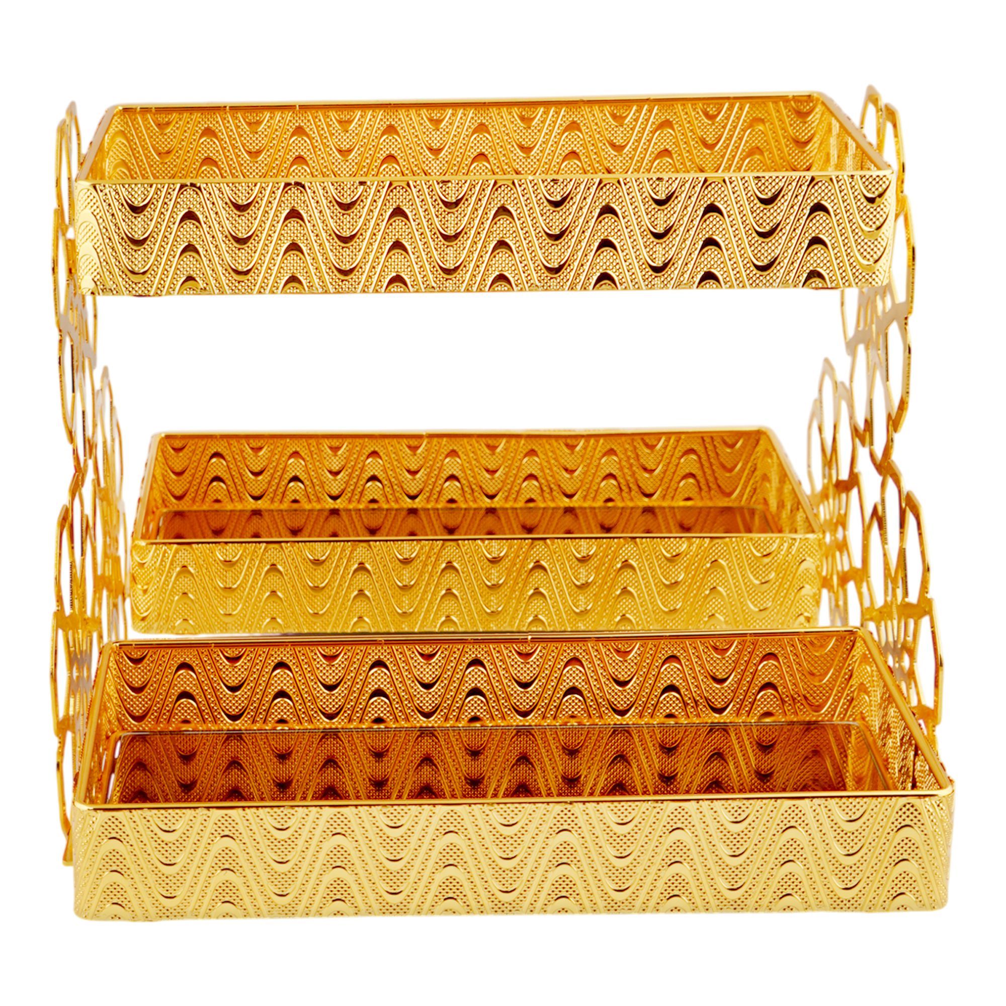 More & More Pastry Stand, 3 Step, Golden, BA-56