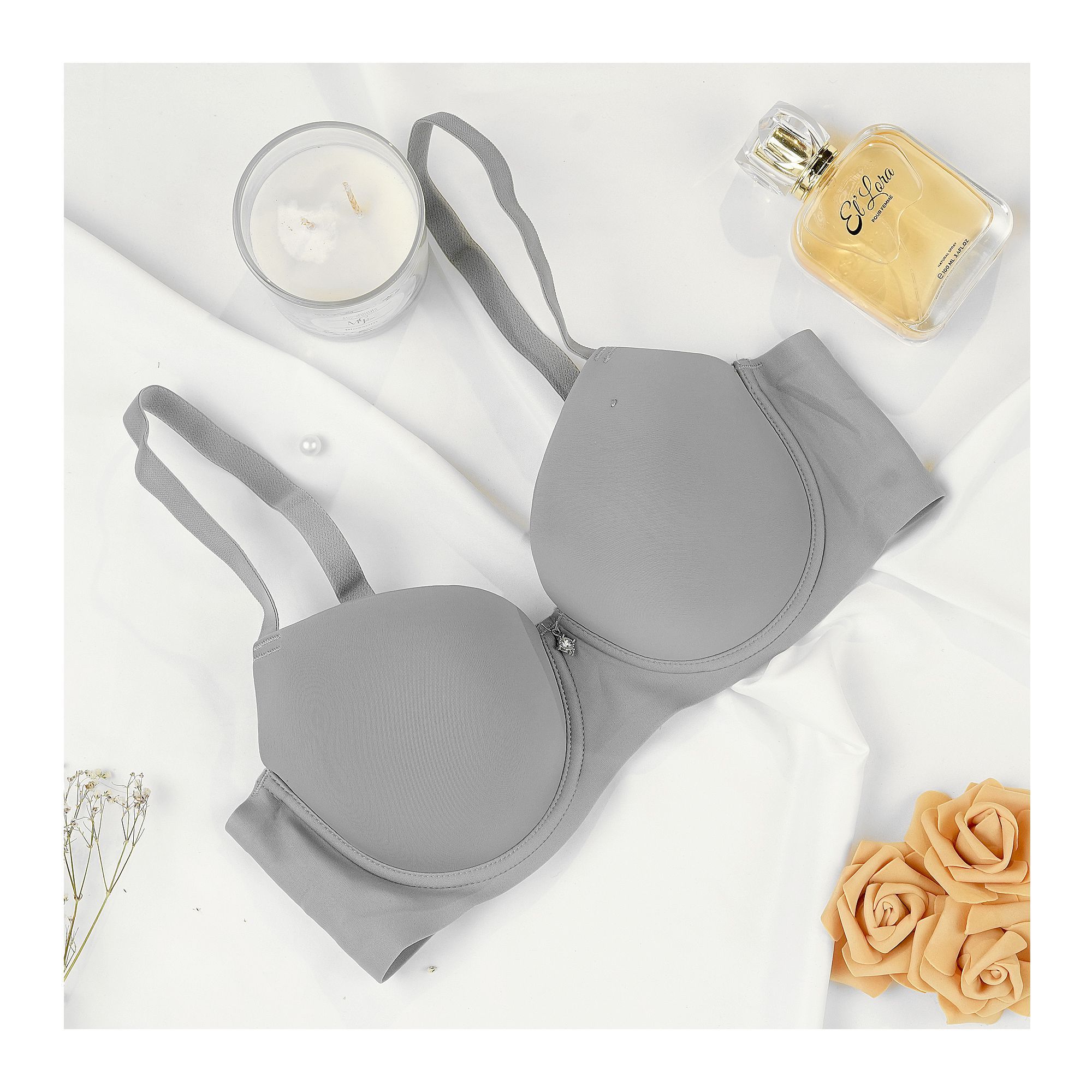Flourish Women's Foam Bra, Light Grey, 2518