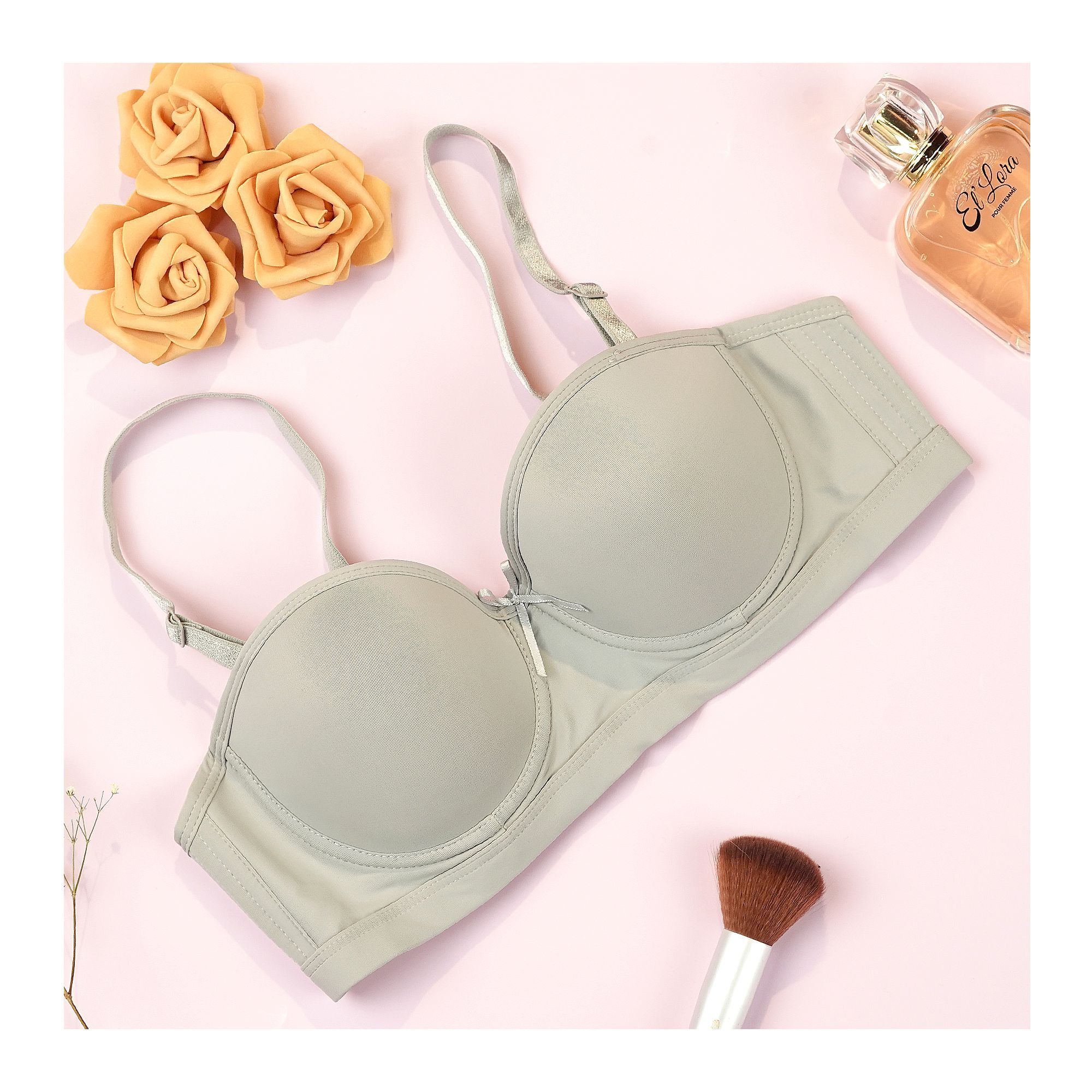 Flourish Women's Foam Bra, Grey, 8801