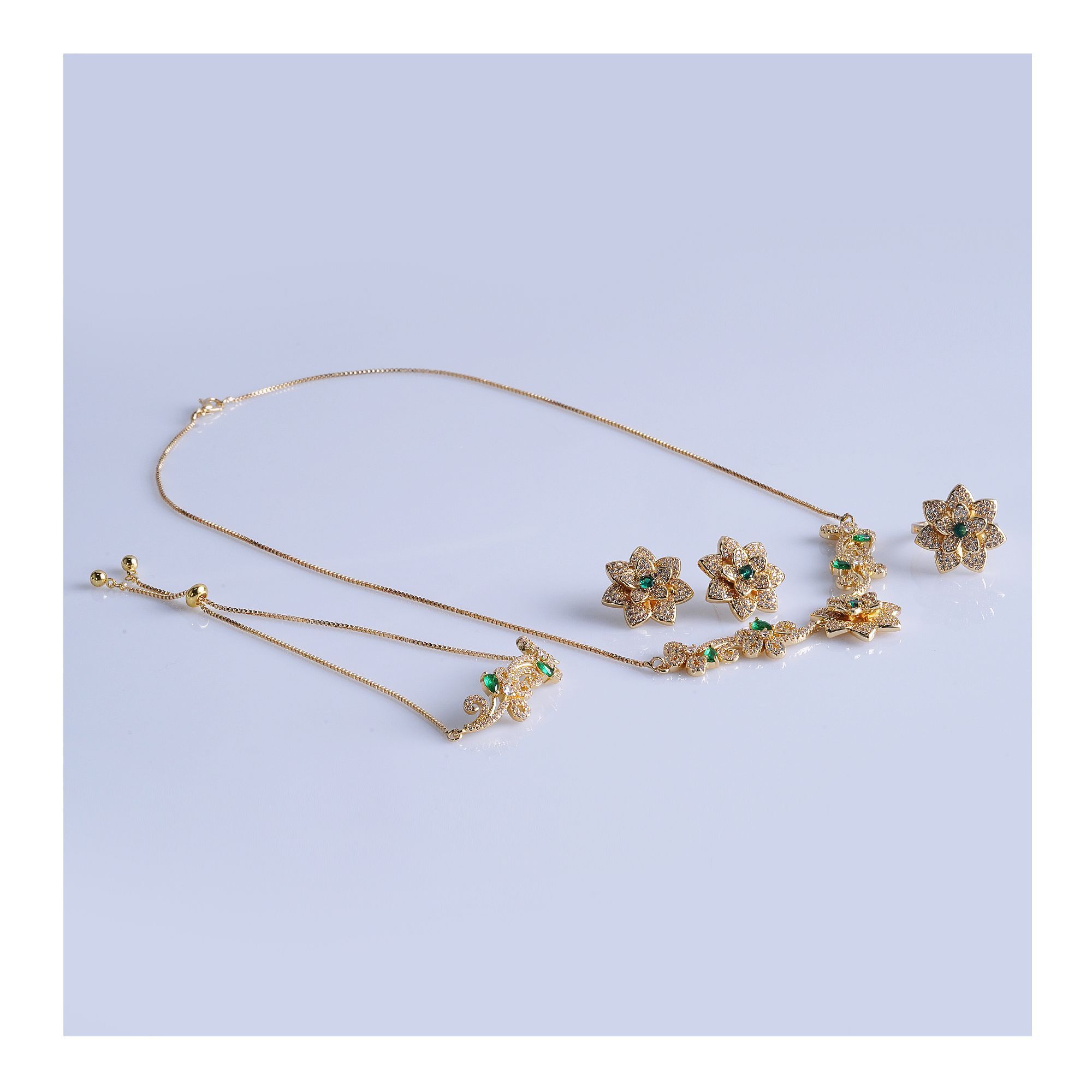 SJ Women's Jewellery Set, Golden Green, JSet00407