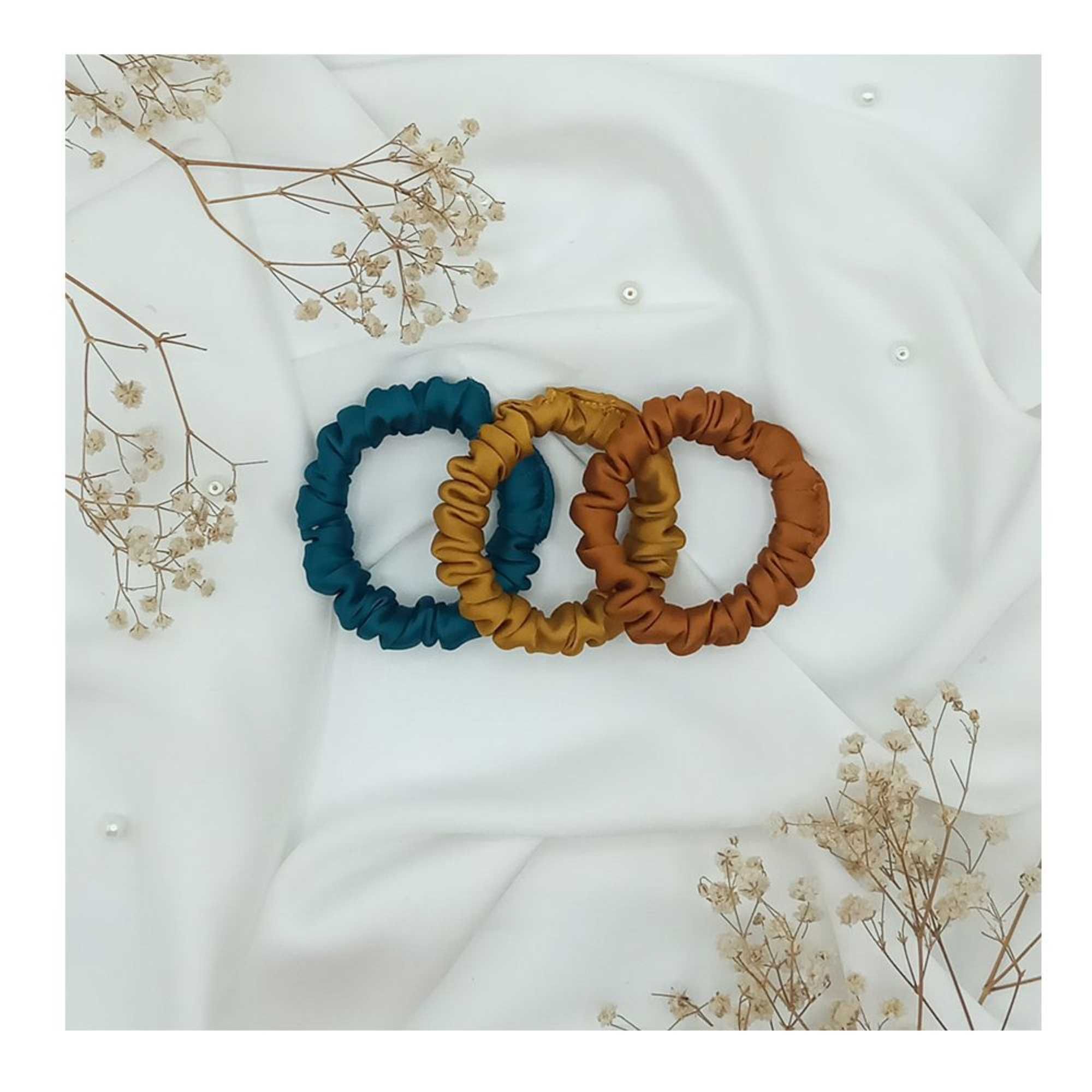 Order Sandeela Tinies Silk/Chiffon Round Scrunchies, Prussian Blue ...