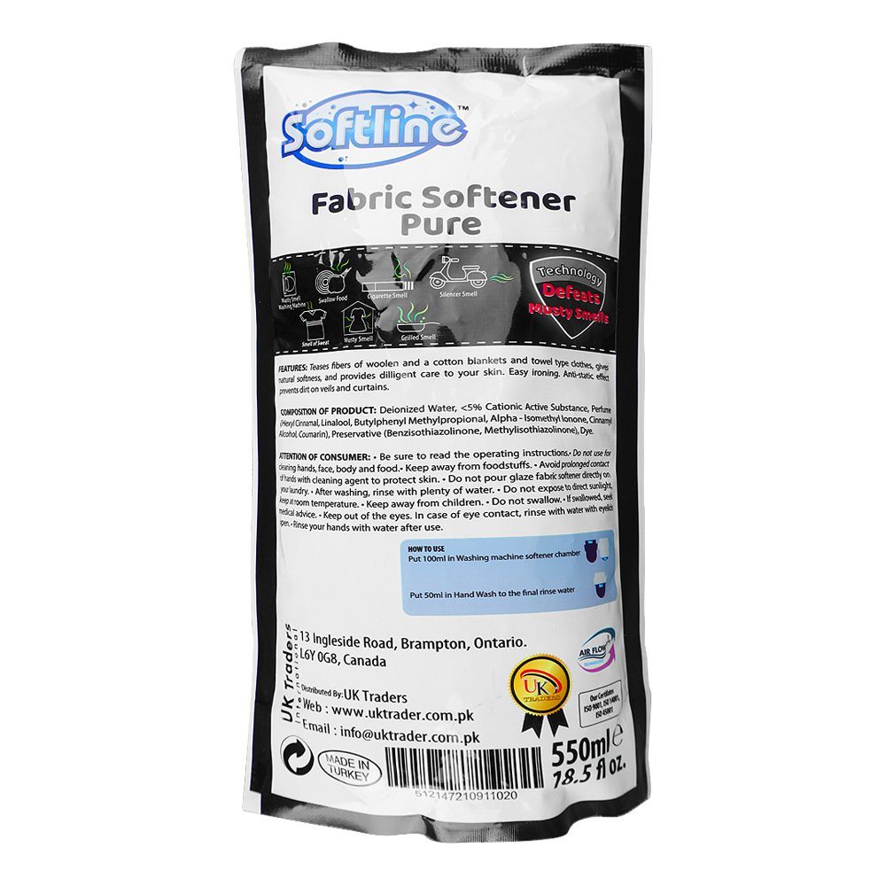 Buy Softline Fabric Softner Pure White, White Pouch, 550ml Online at ...