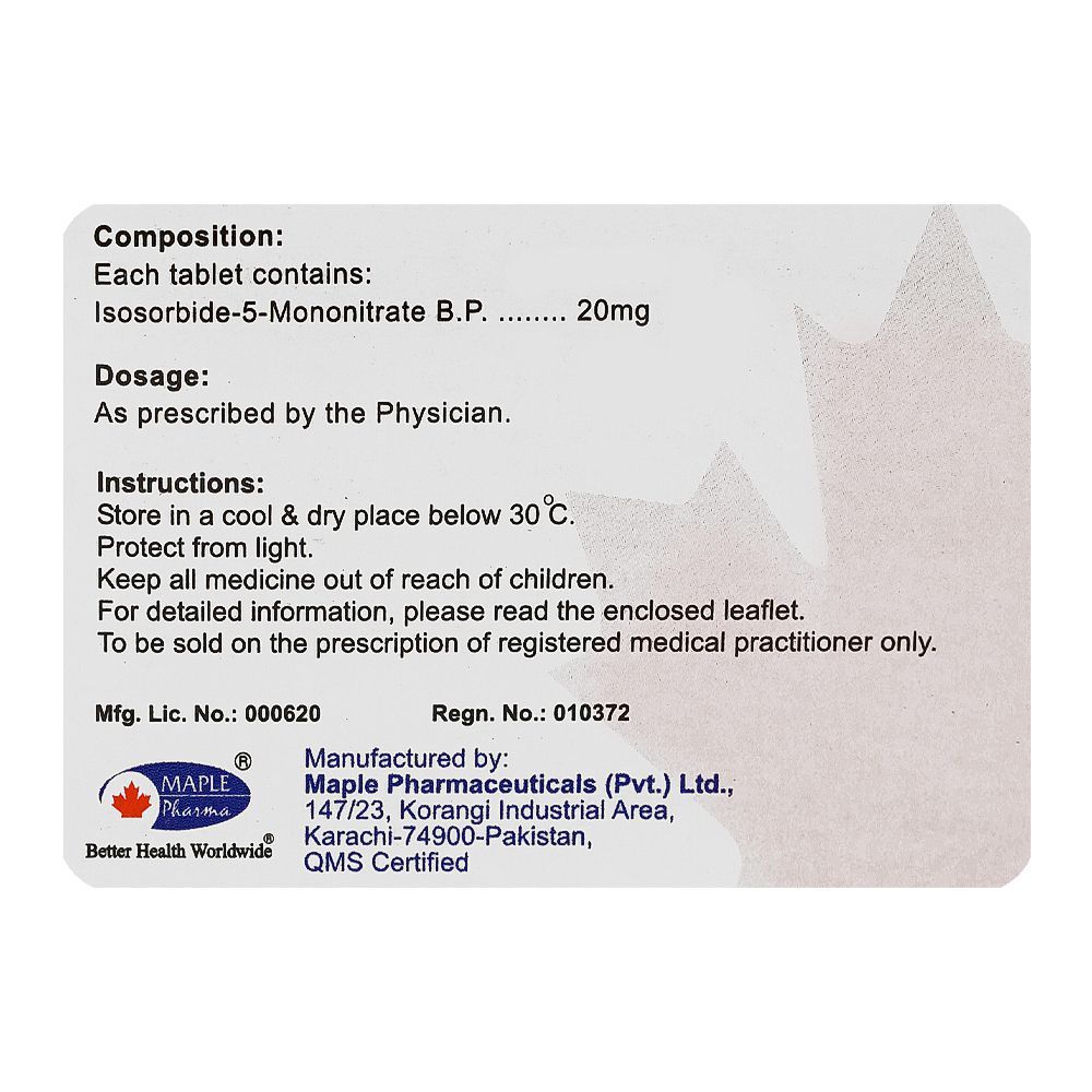 Maple Pharmaceuticals Monis Tablet, 20mg, 1-Strip