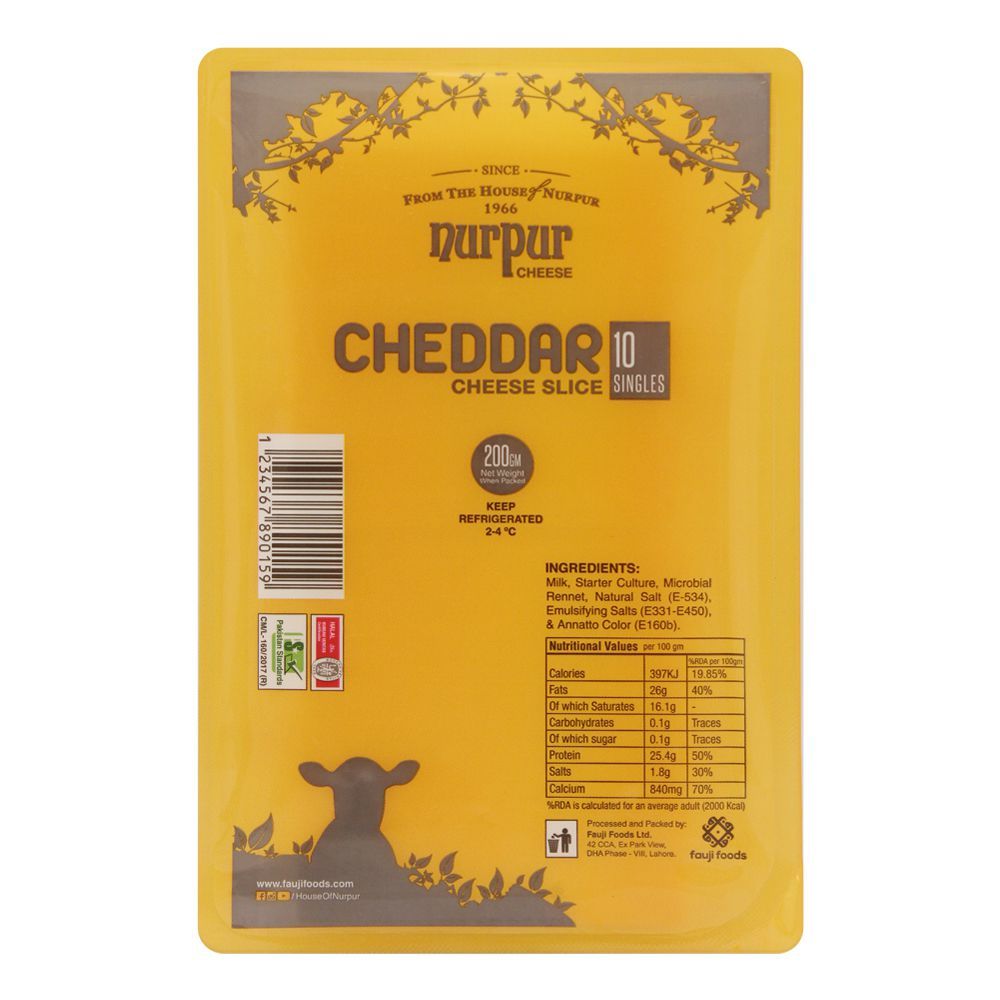 Order Nurpur Cheddar Cheese Slices, 10-Pack, 200g Online at Special ...