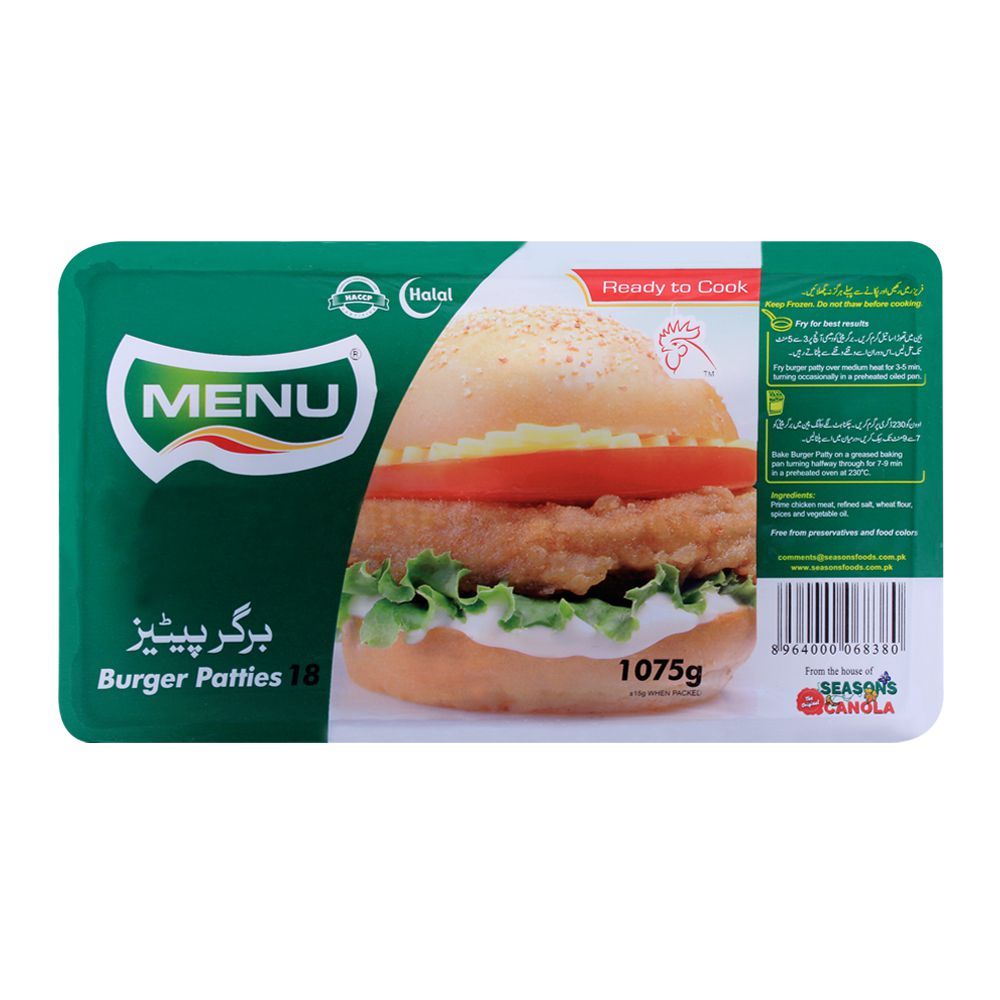 Buy Menu Burger Patties, 18 Pieces, 1075g Online at Special Price in ...