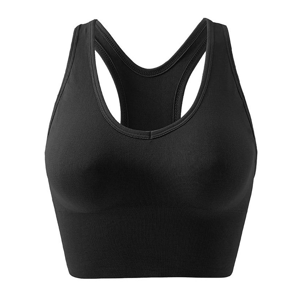 Women's Gym & Sport Padded Bra, Cotton, Wide Straps, Black, 6100