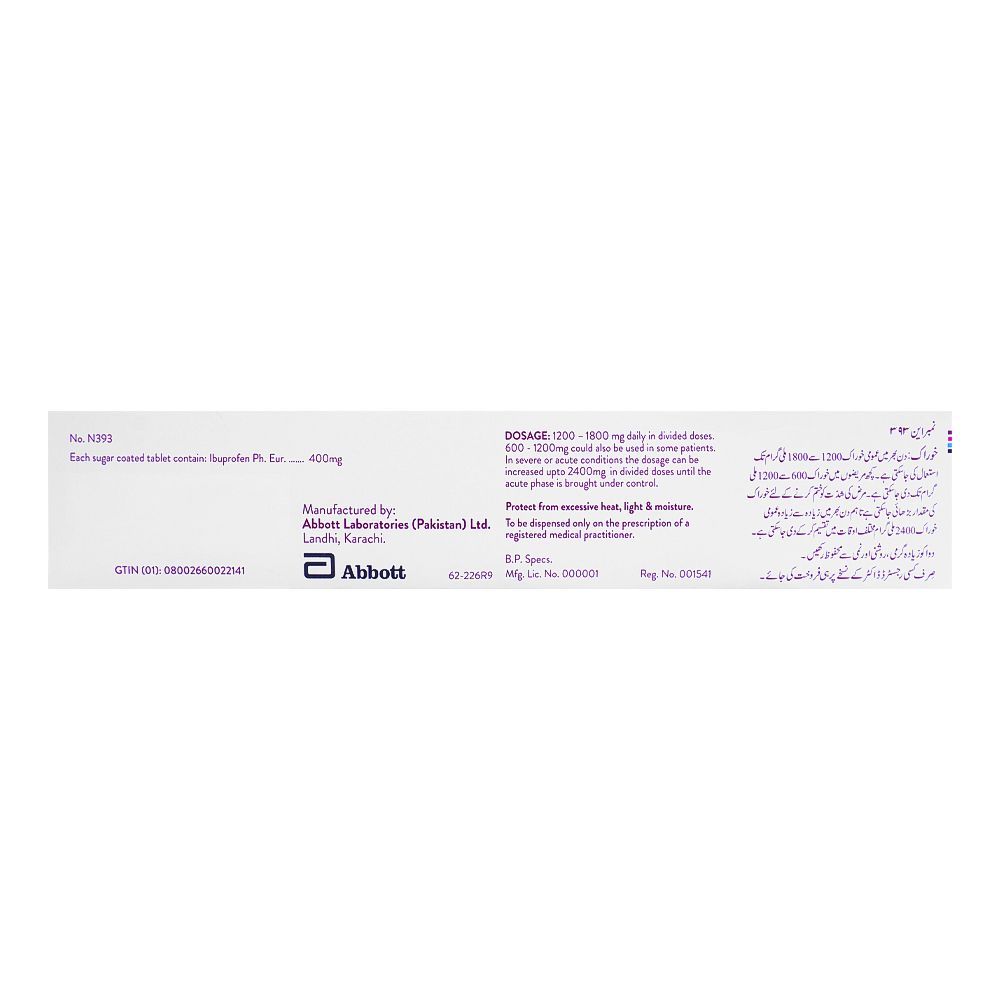 Buy Abbott Brufen Tablet, 400mg, 1-Strip Online at Best Price in ...