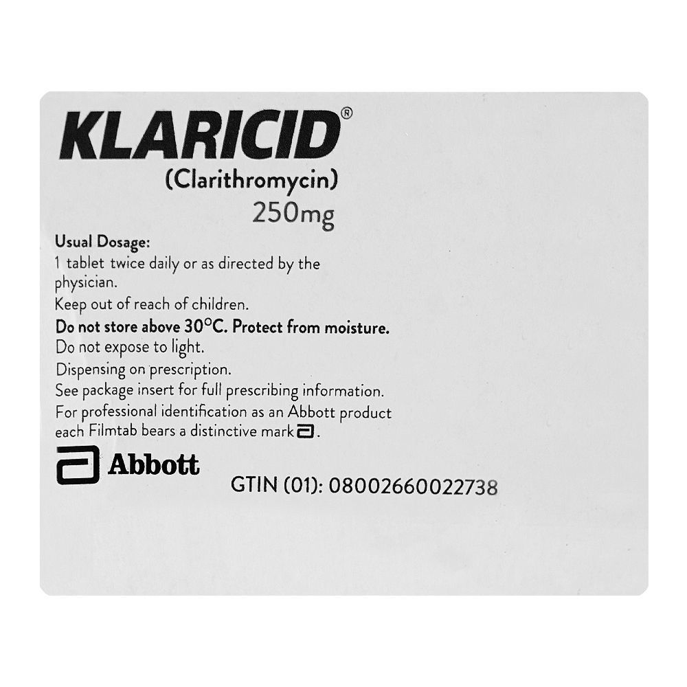 Klaricid 250mg, Strip (10 Tablets)