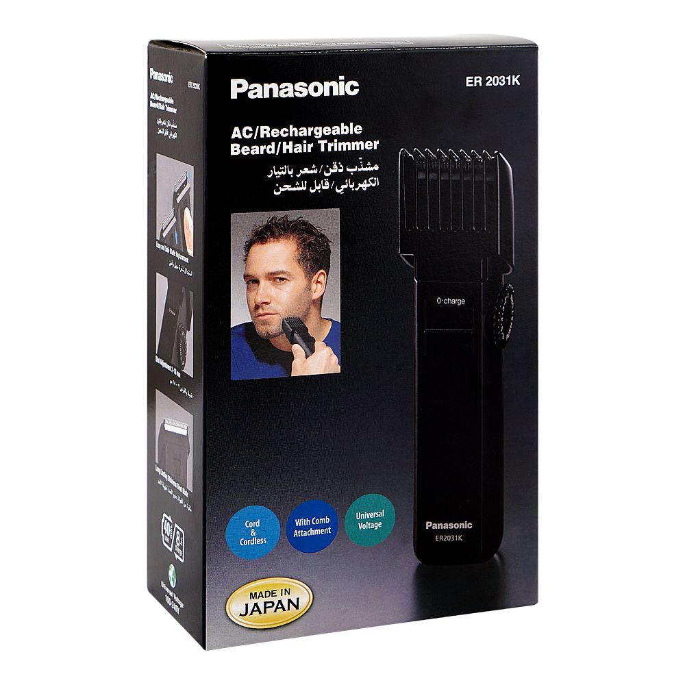 Panasonic AC/Rechargeable Beard/Hair Trimmer, 40 Minutes Run Time, 100 ...