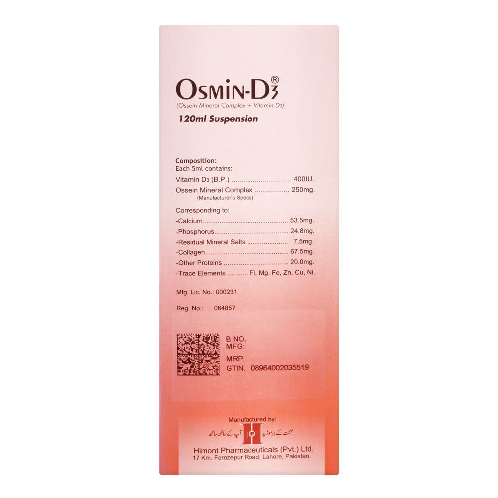 Buy Himont Pharmaceuticals Osmin-D3 Suspension, 120ml Online at Special ...