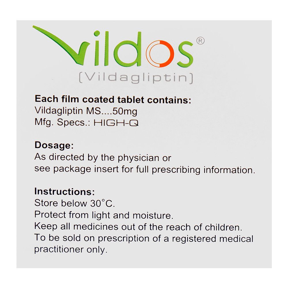 High-Q Pharmaceuticals Vildos Tablet, 50mg, 28-Pack
